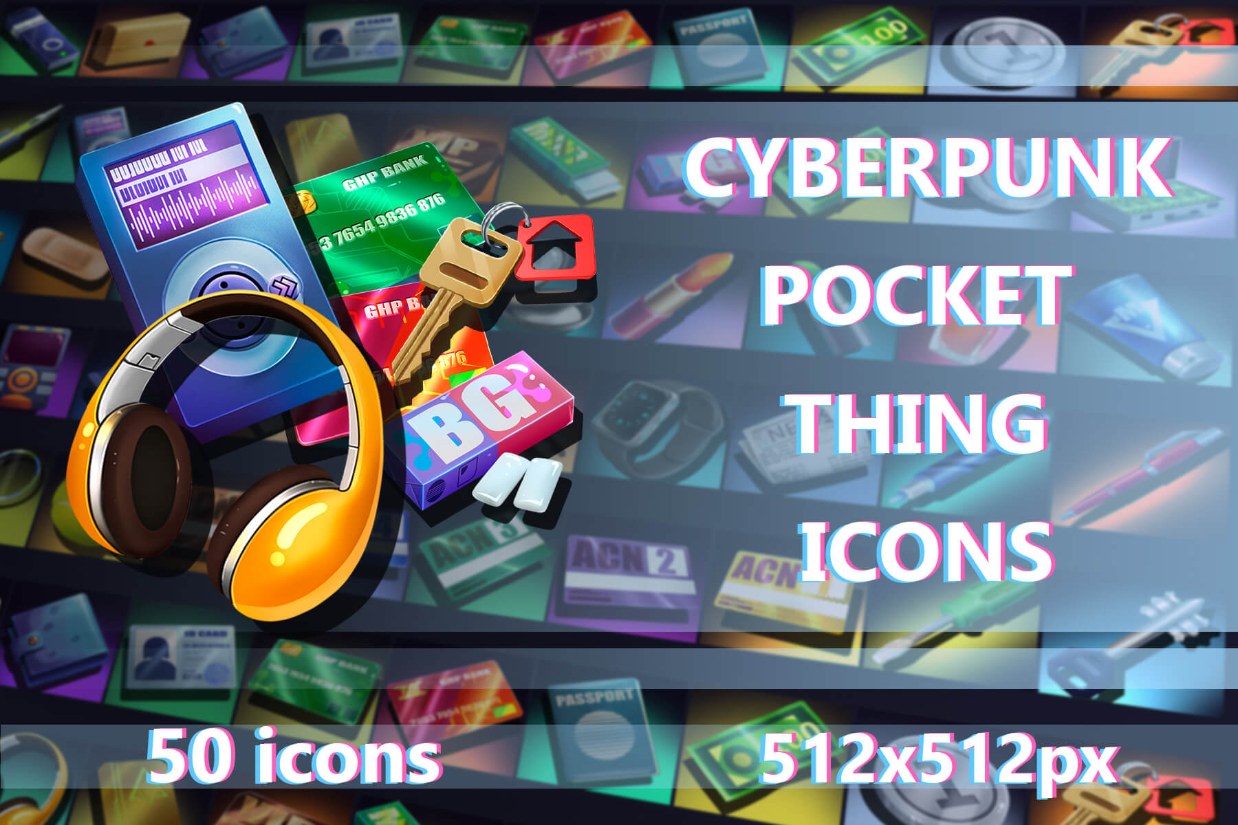 Cyberpunk Pocket Thing Game Icons - CraftPix.net