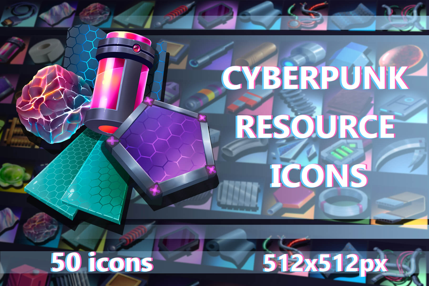 Cyberpunk Resource Game 512x512 Icons - CraftPix.net