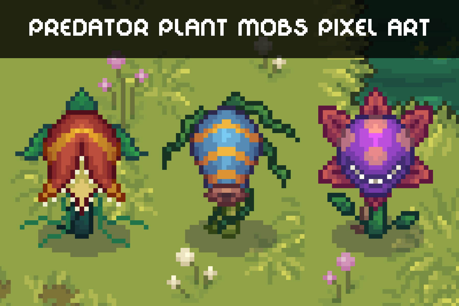 Free Predator Plant Mobs Pixel Art Pack - CraftPix.net