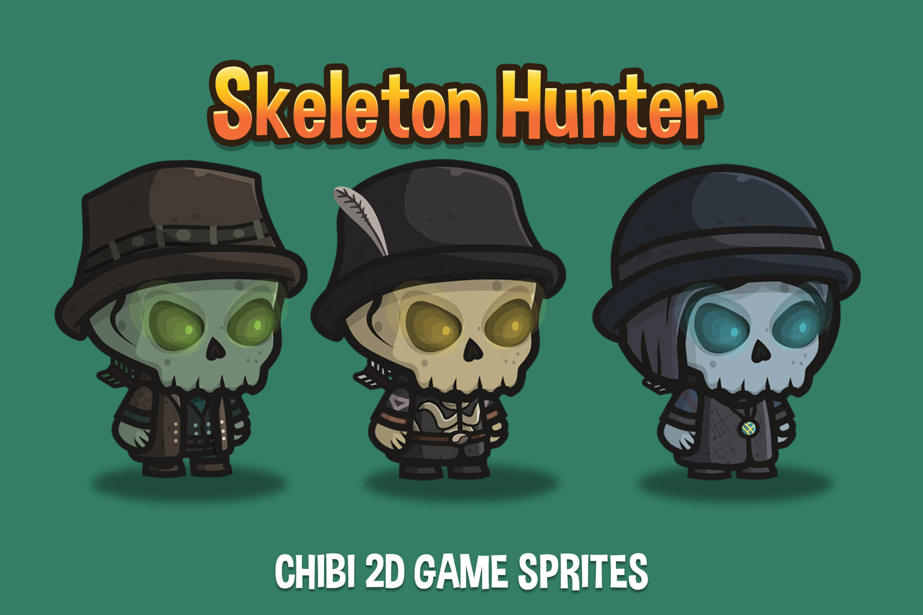 Chibi Skeleton Hunter Character Sprites - CraftPix.net