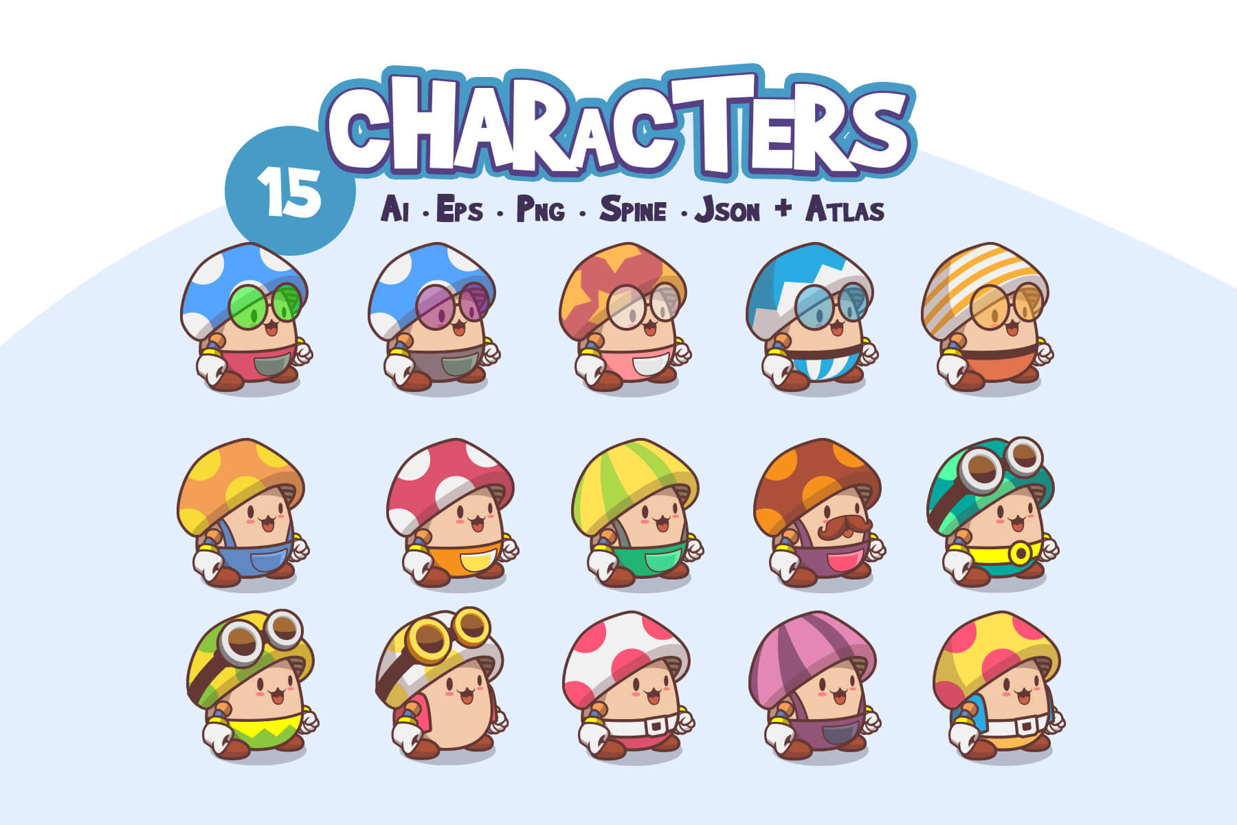 Cute Mushroom Character Game Sprites - CraftPix.net