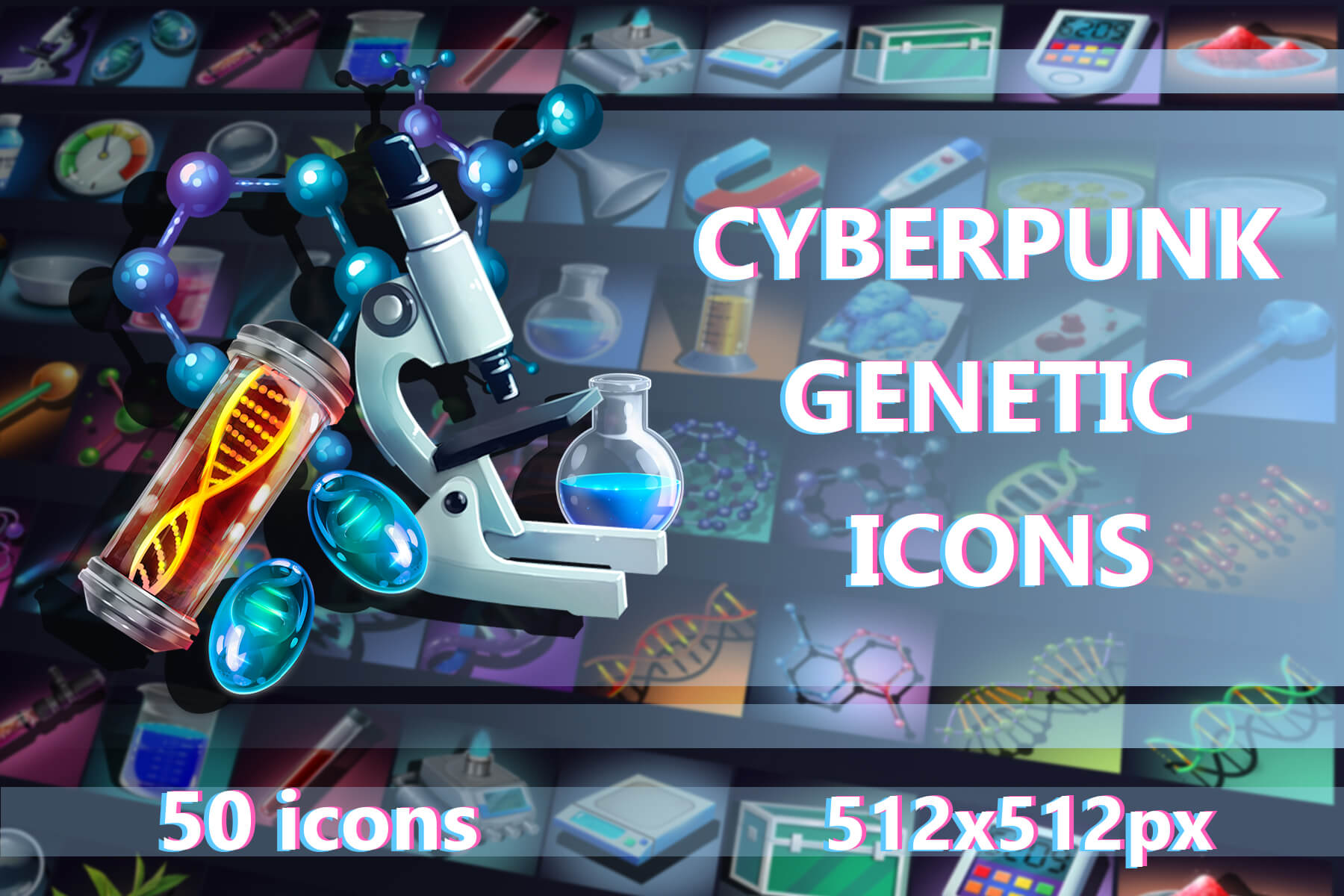 Cyberpunk Genetic Game Icons Download - CraftPix.net