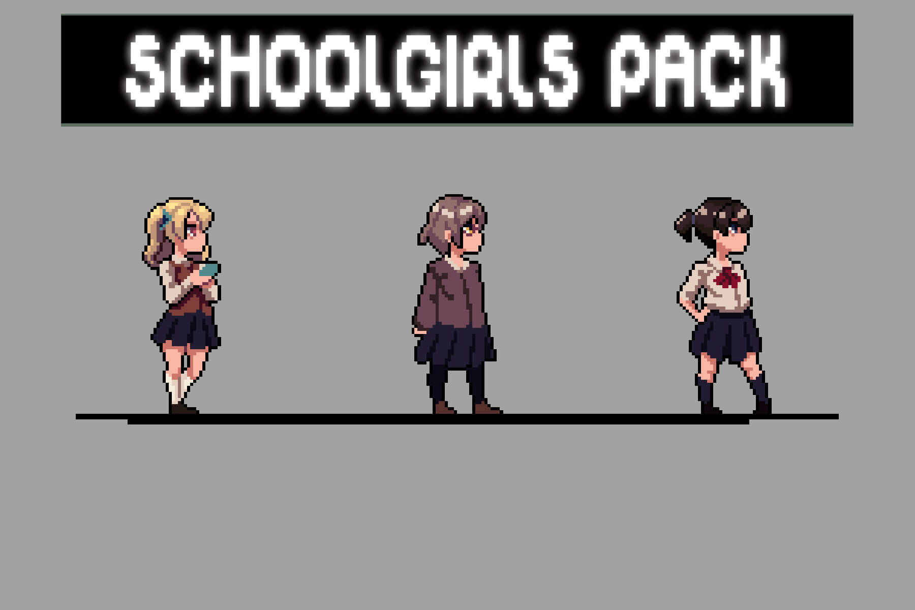 Free Schoolgirls Anime Character Pixel Sprite Pack - CraftPix.net