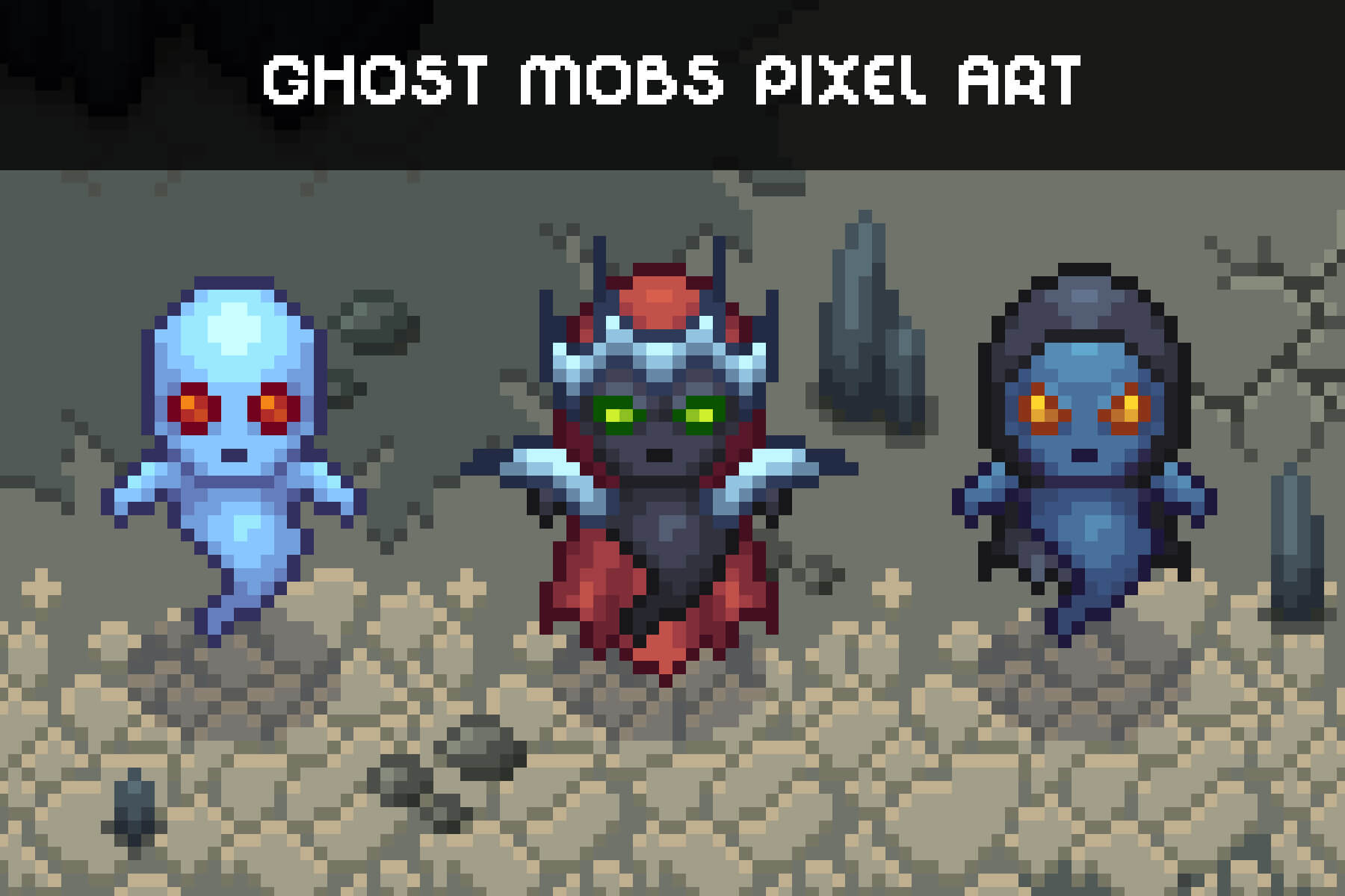 Top-Down Pixel Ghost Character Sprite Pack - CraftPix.net