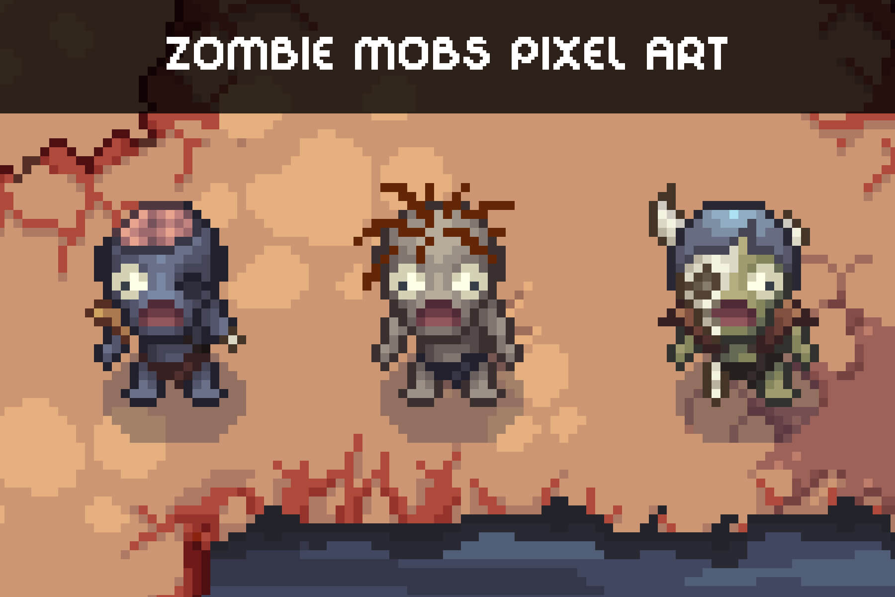 Zombie 4-Direction Pixel Character Sprite Pack - CraftPix.net