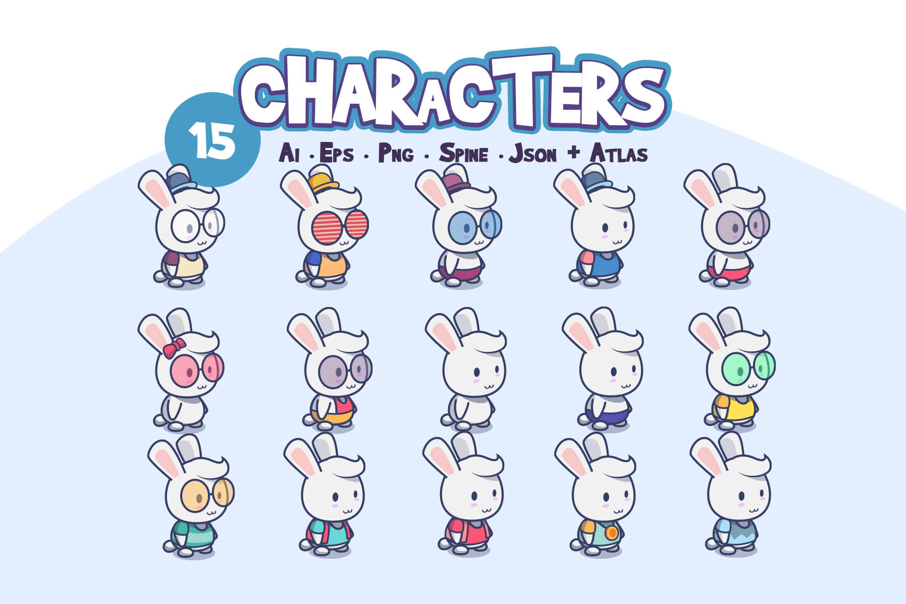 Cartoon Bunny Characters Asset Pack - CraftPix.net