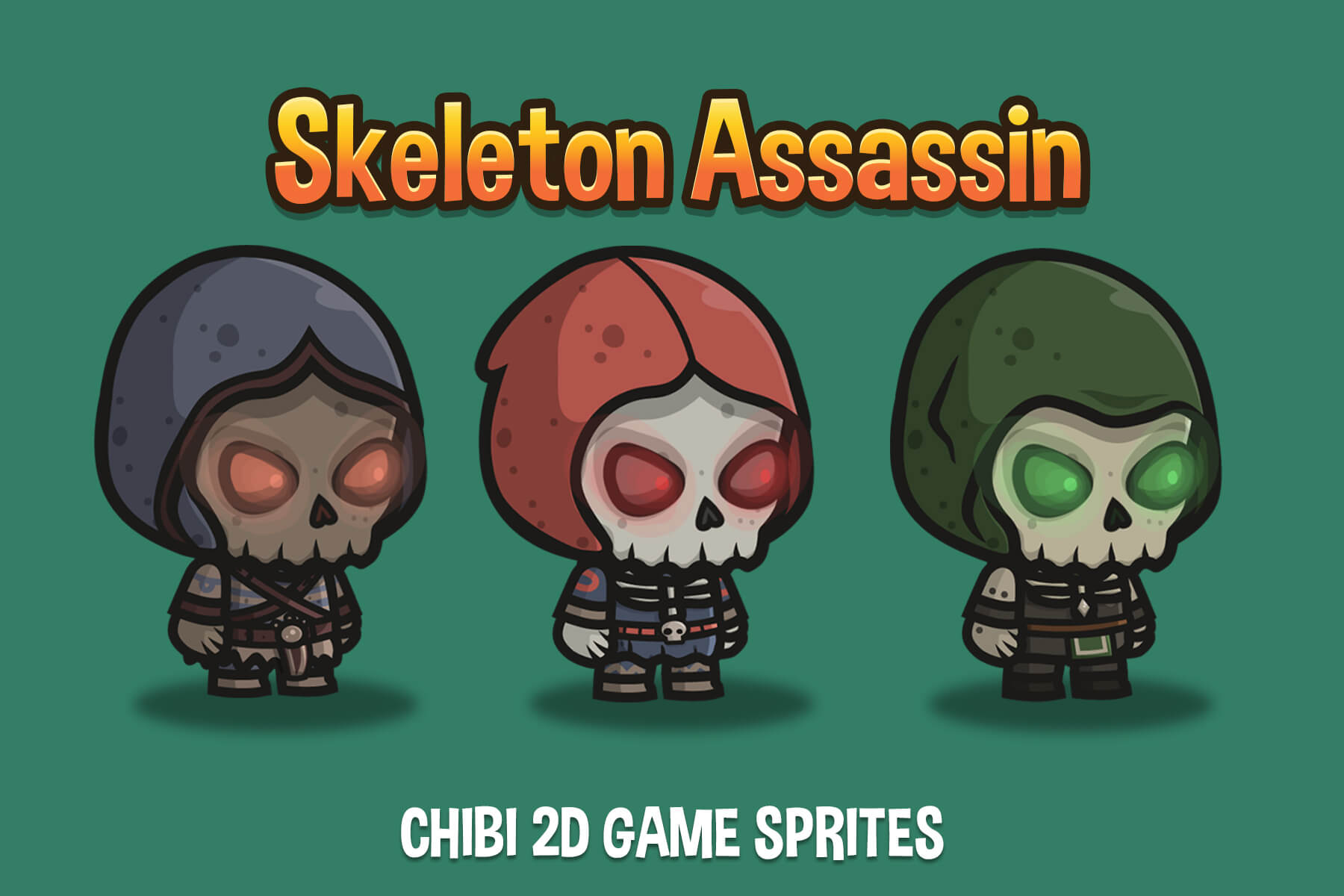 Chibi Skeleton Assassin Character Sprites - CraftPix.net