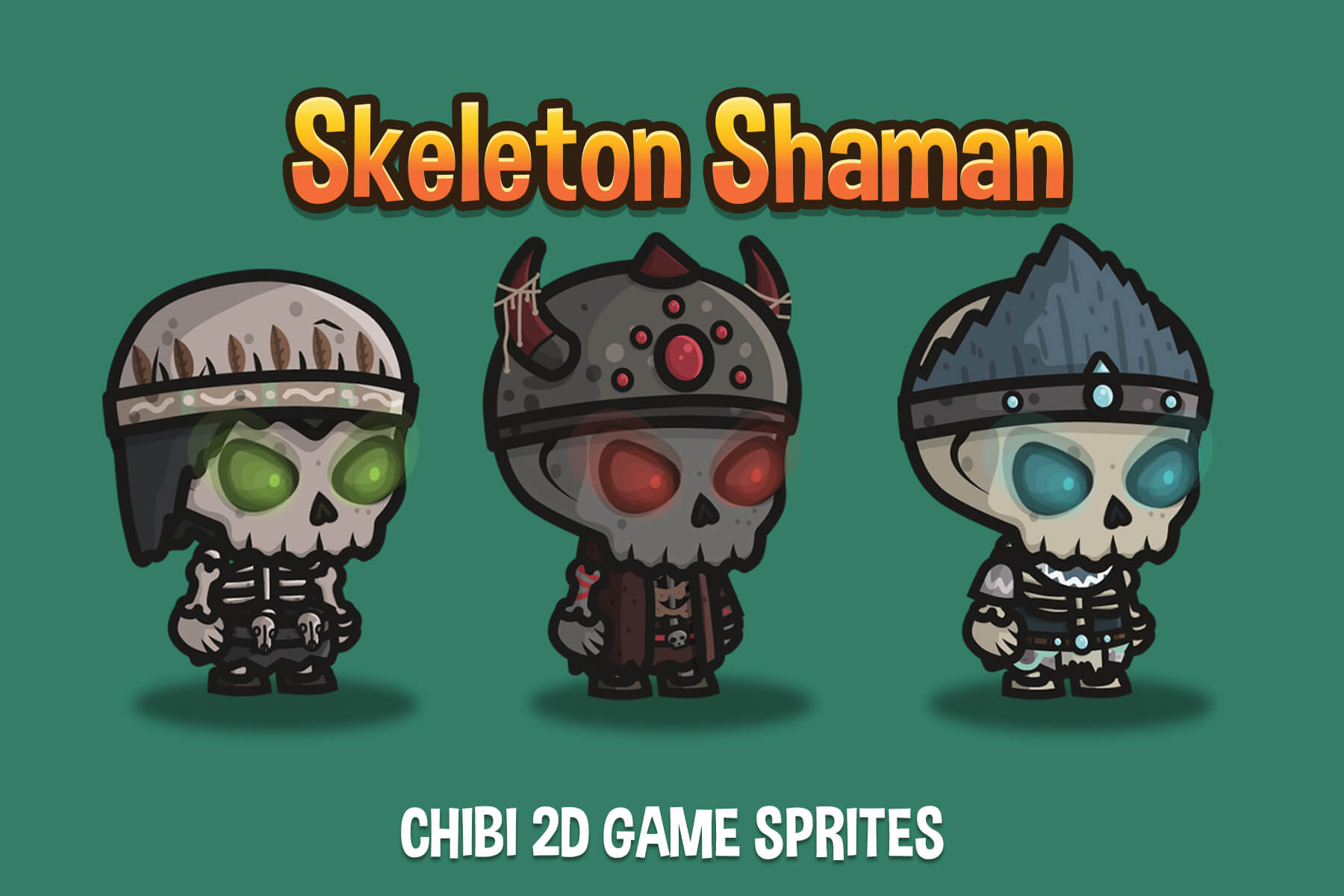 Chibi Skeleton Shaman Character Sprites - CraftPix.net