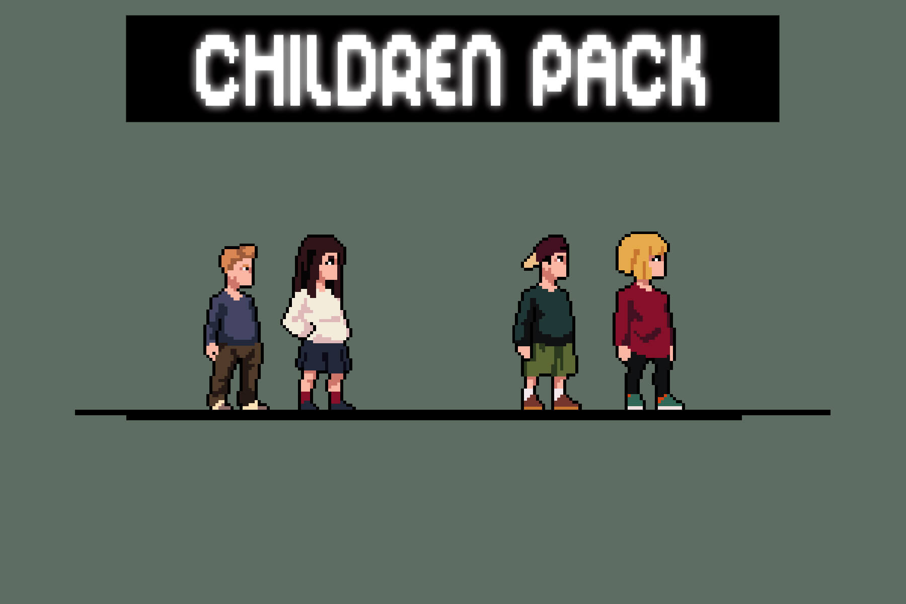 Children Sprite Sheet Pixel Art Pack - CraftPix.net