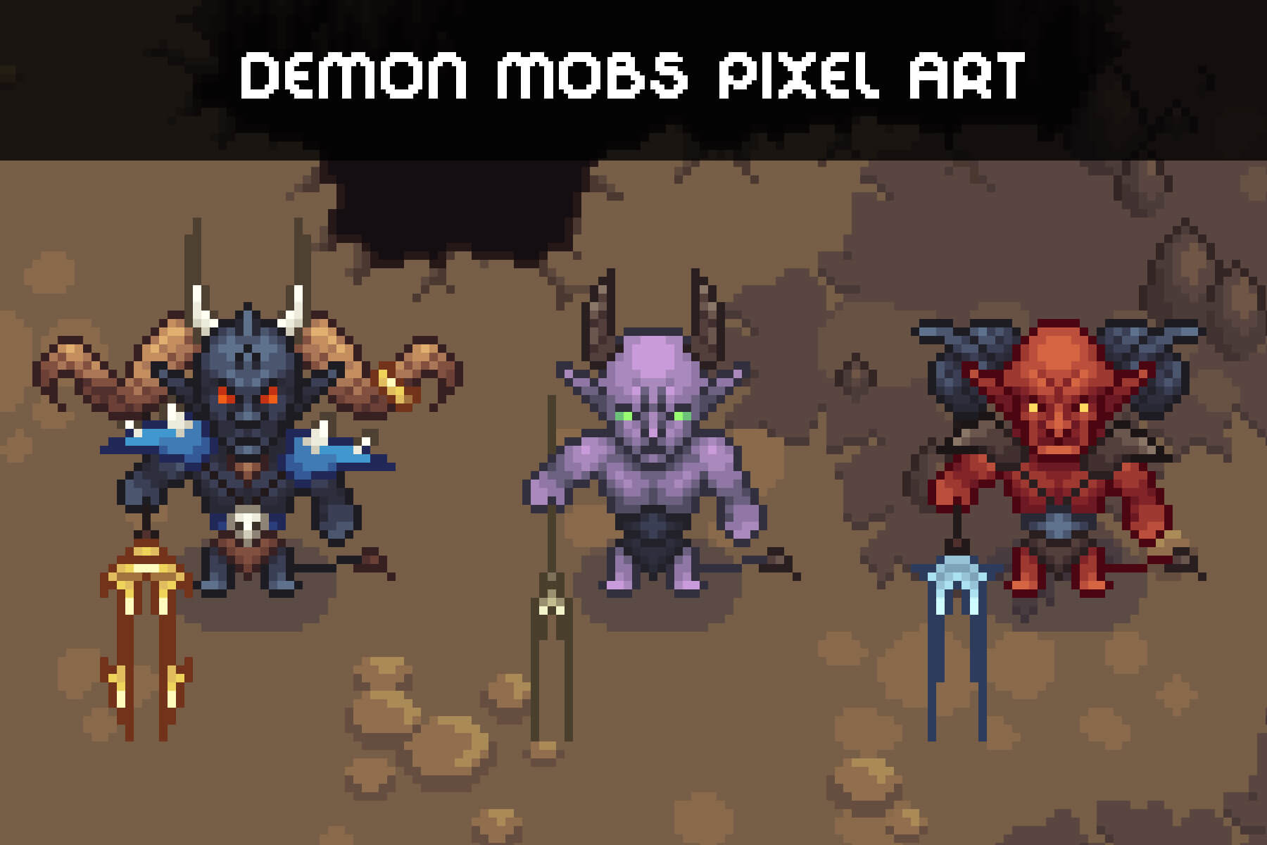 Demons 4-Direction Pixel Character Sprite Pack - CraftPix.net