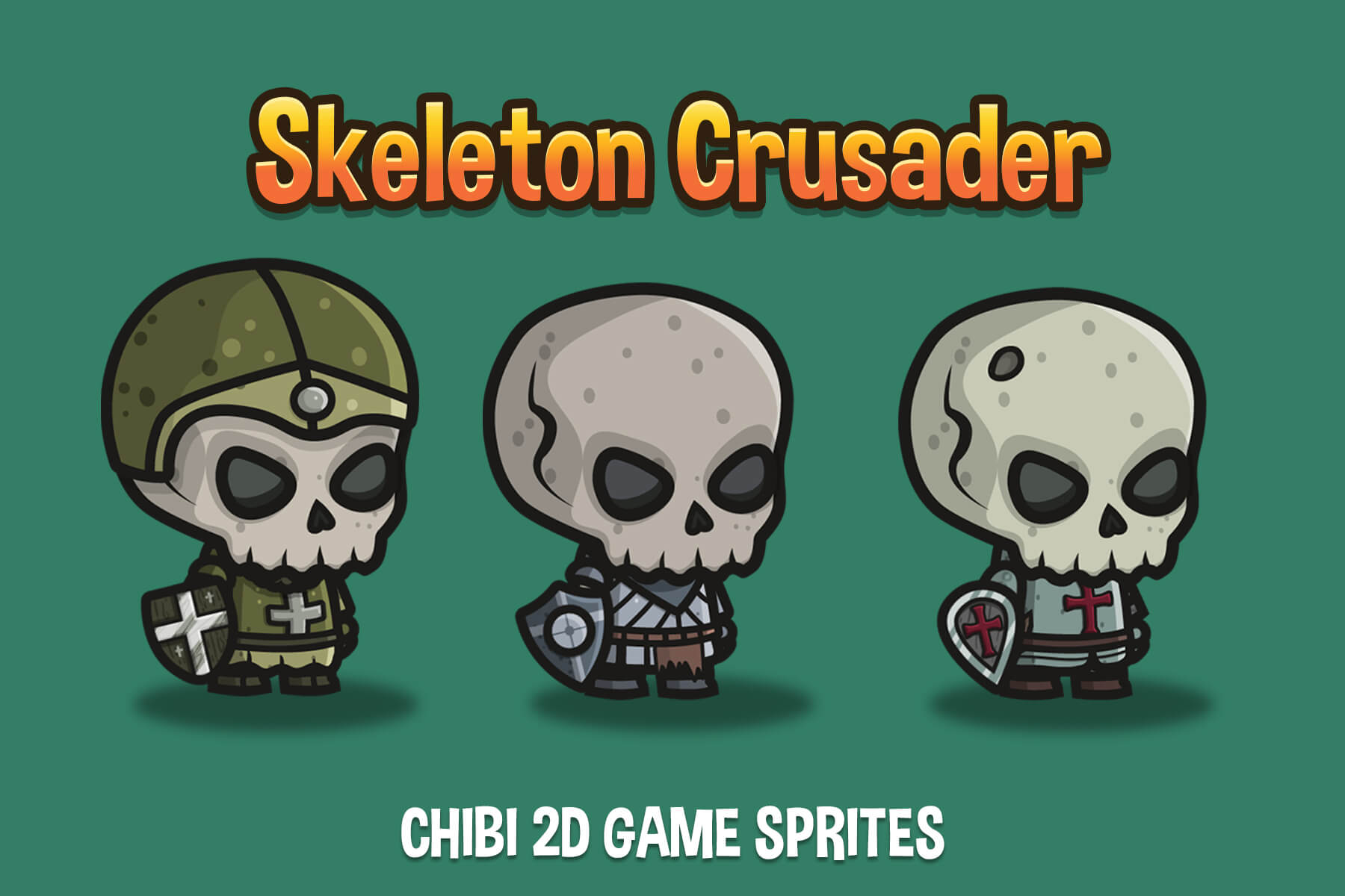 Free Chibi Skeleton Crusader Character Sprites - CraftPix.net