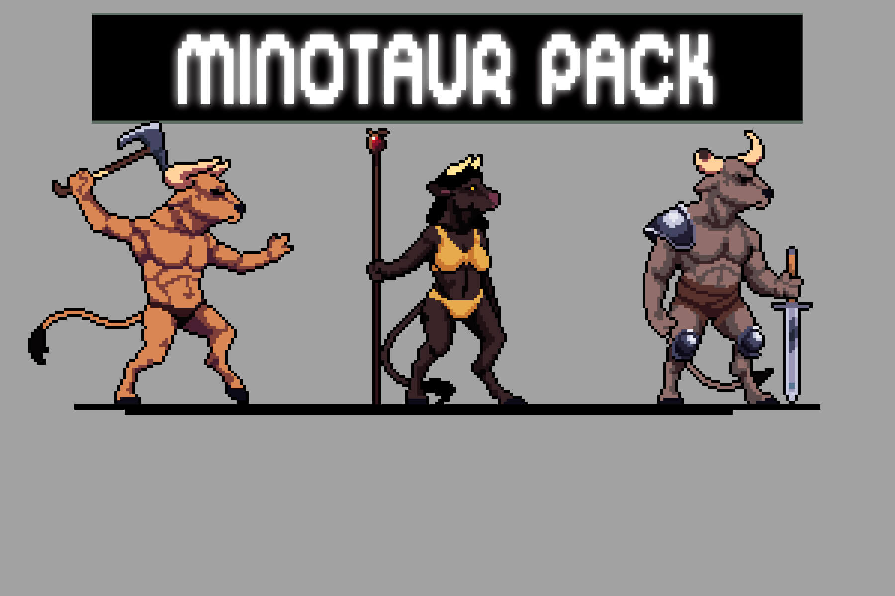 Free Minotaur Sprite Sheet Pixel Art Pack - CraftPix.net
