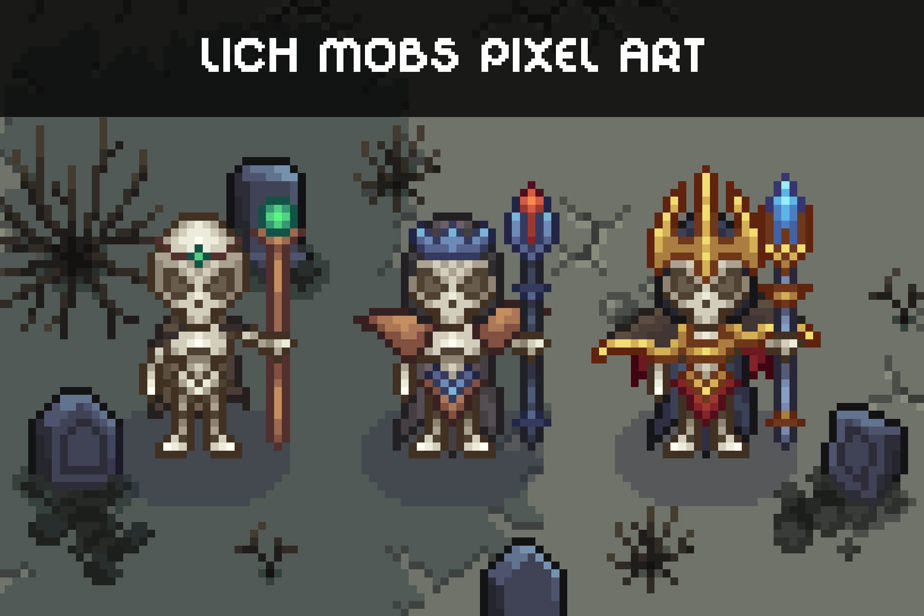 Top-Down Pixel Lich Character Sprites - CraftPix.net