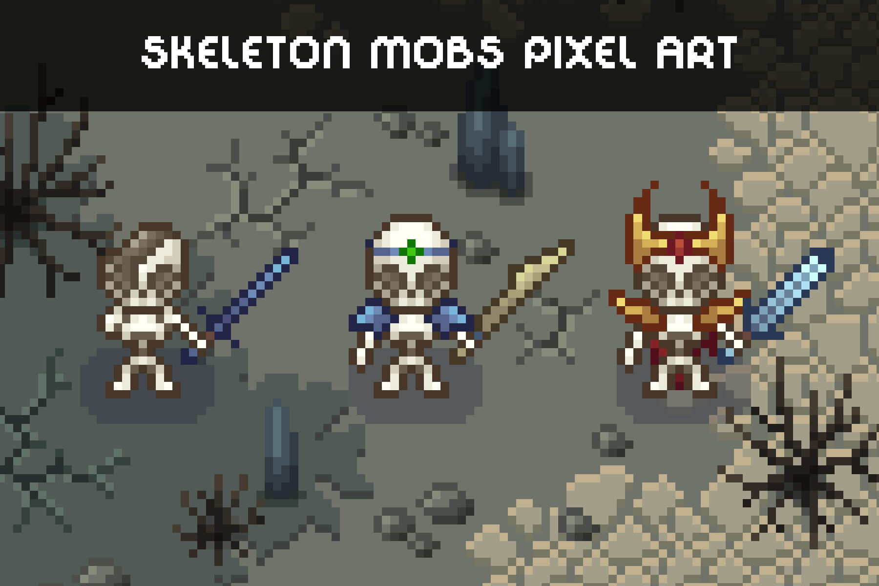 Top-Down Pixel Skeletons Character Sprite Pack - CraftPix.net