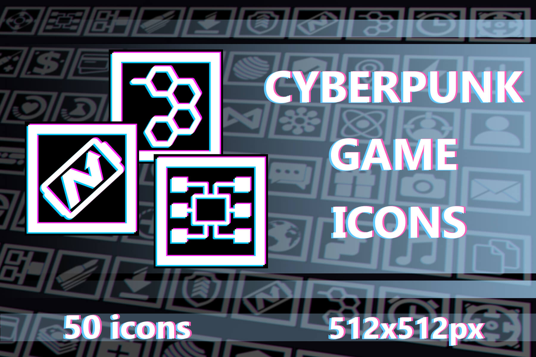 Free Cyberpunk Simple Game Icons for UI - CraftPix.net