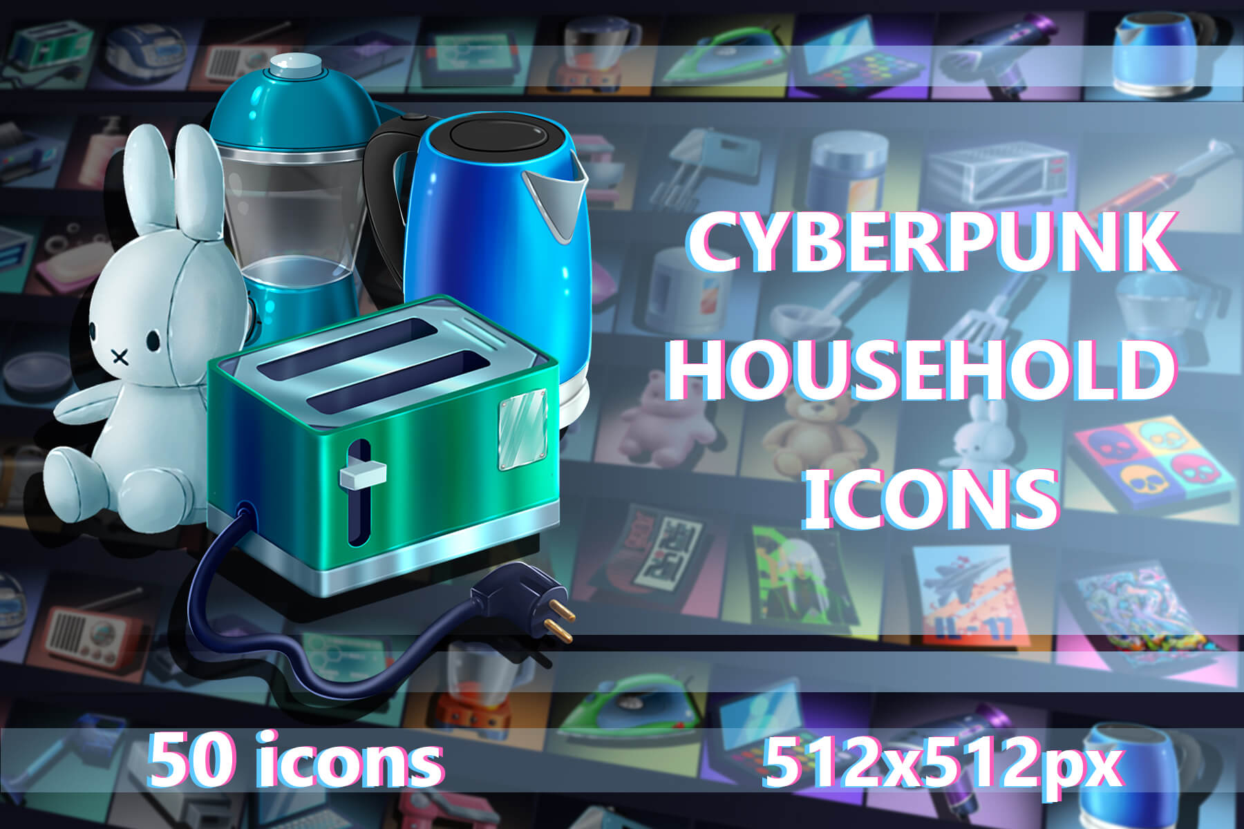 Cyberpunk Household Game Icons - CraftPix.net