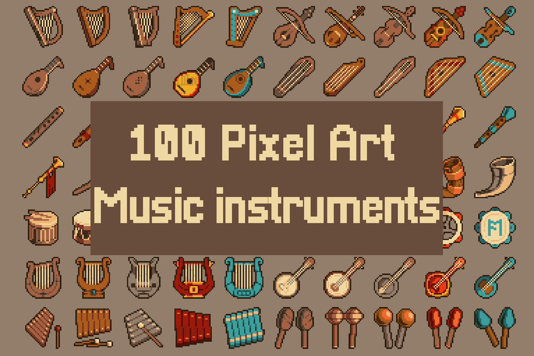 Fantasy RPG Pixel Musical Instrument 32x32 Icons - CraftPix.net