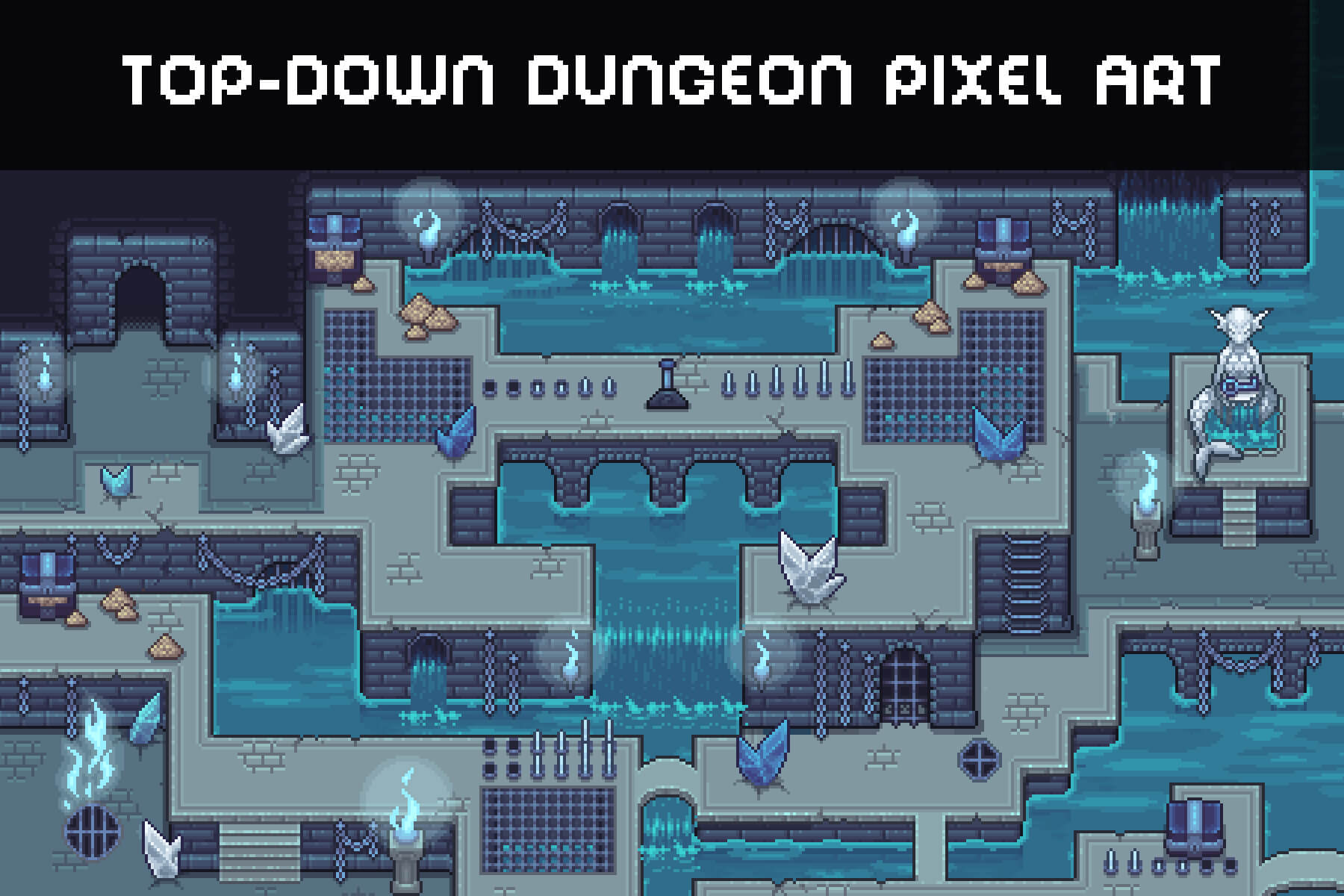 Dungeon Tileset Pixel Top-Down for Indie Game - CraftPix.net