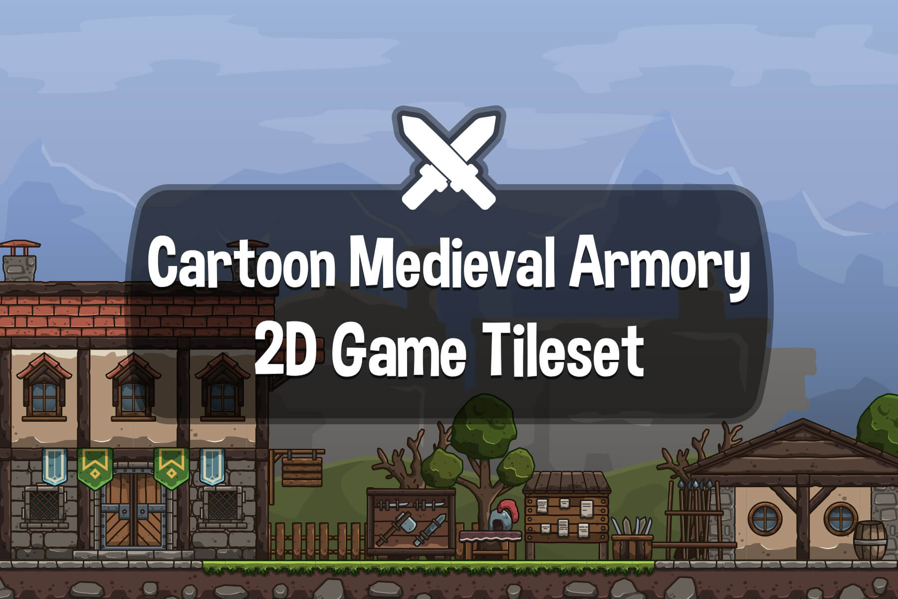 Free Medieval Armory Street Cartoon 2D Tileset - CraftPix.net