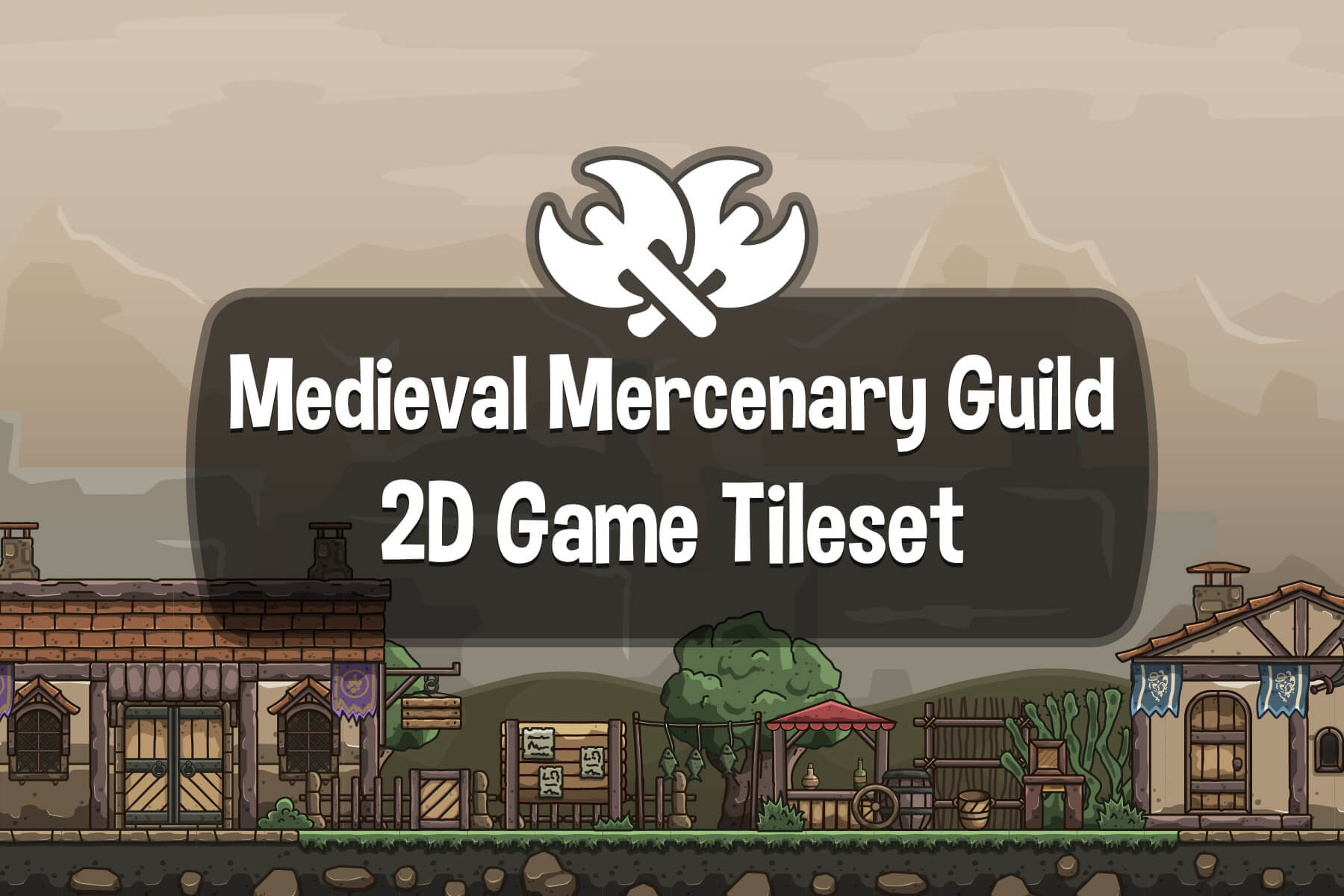 Medieval Mercenary Guild Cartoon 2D Tileset - CraftPix.net