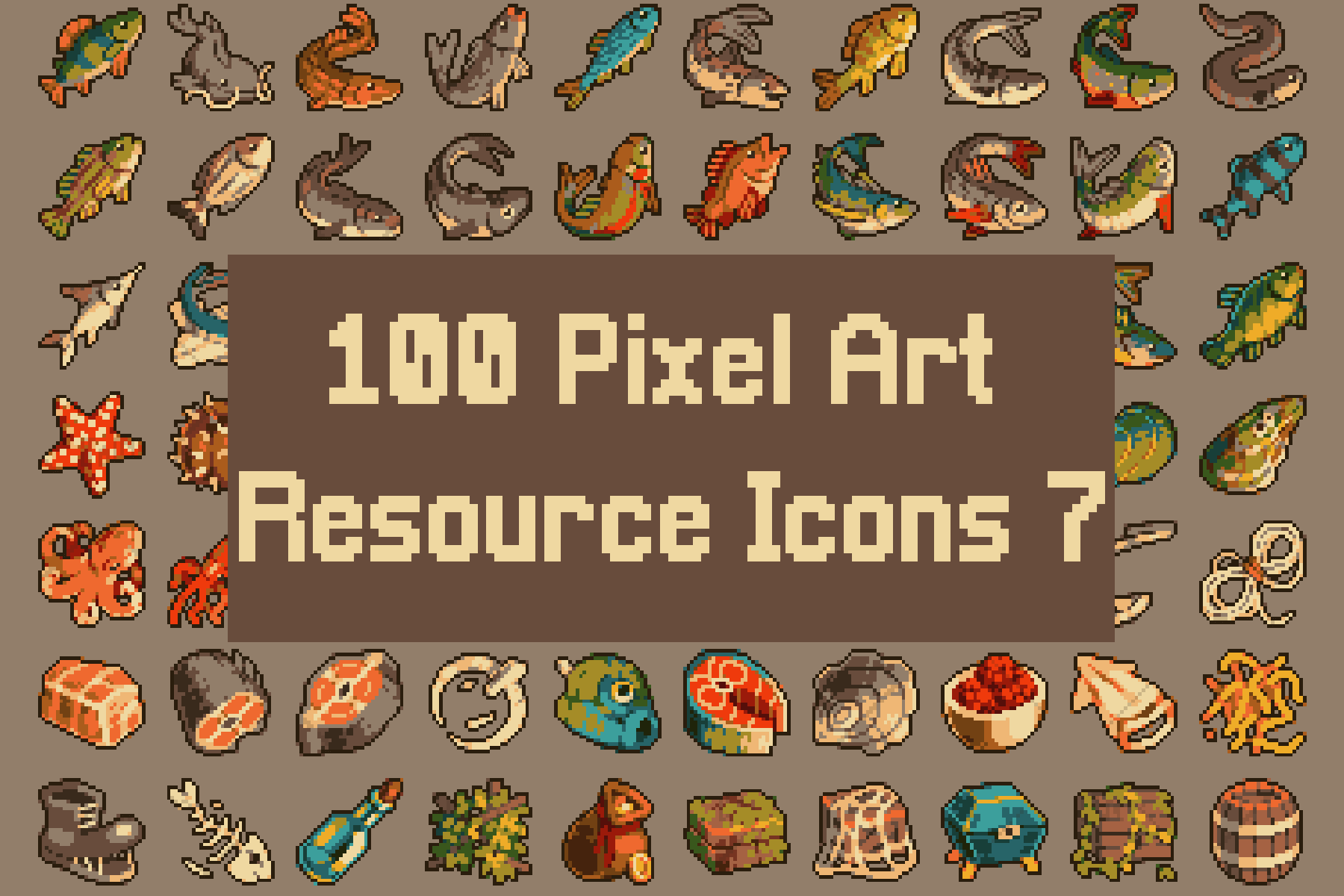 Pixel Art Medieval Fishing 32x32 Icon Pack - CraftPix.net