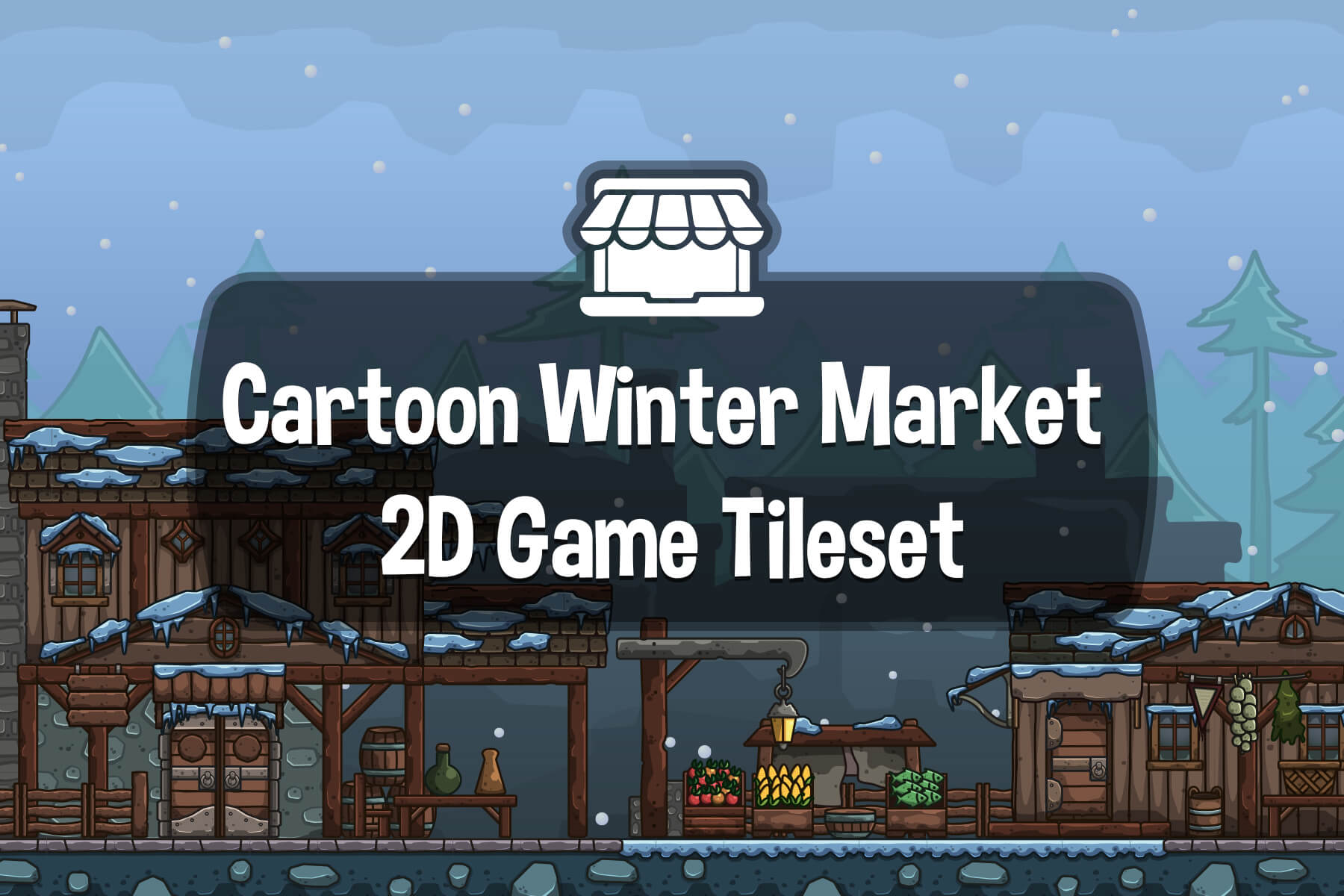 Winter Market 2D Cartoon 128x128 Tileset - CraftPix.net