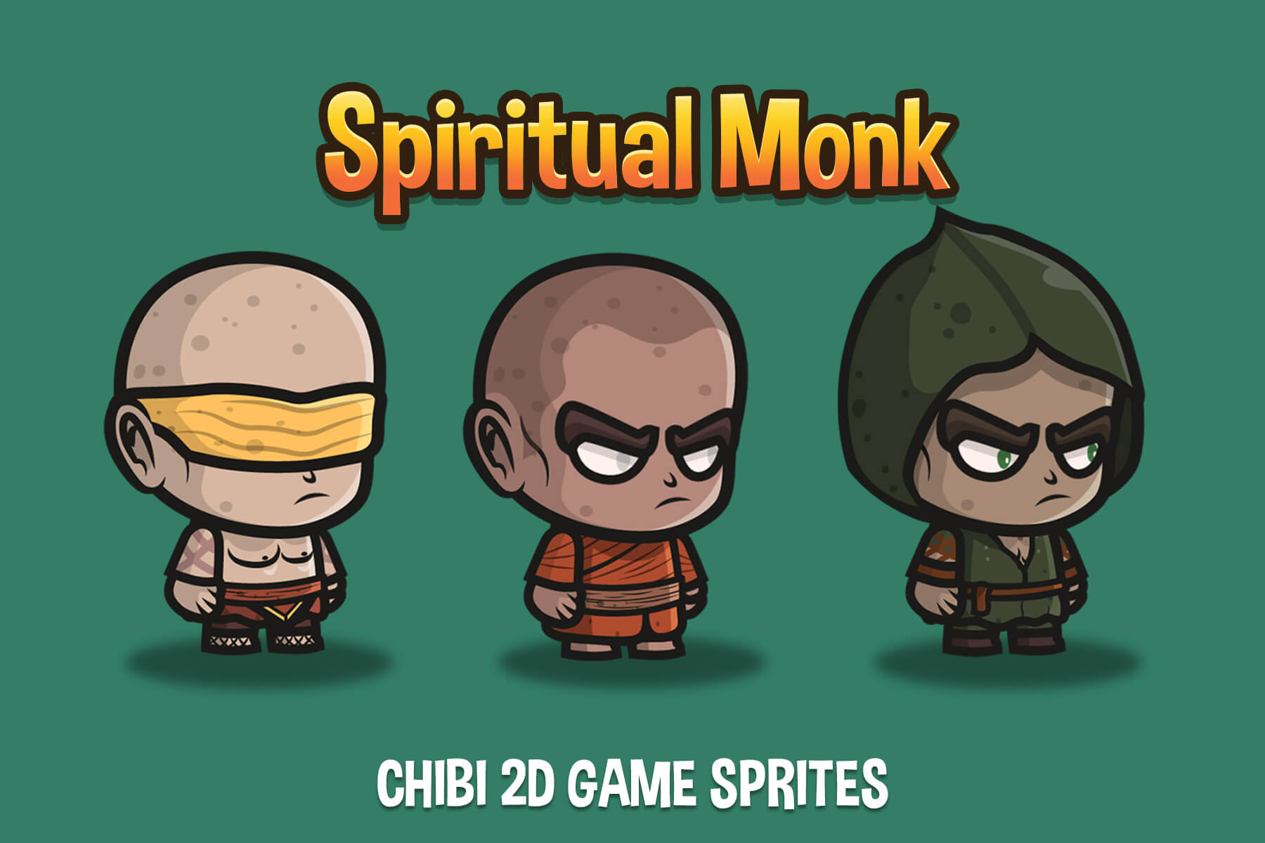 Chibi Spiritual Monk Character Sprites - CraftPix.net