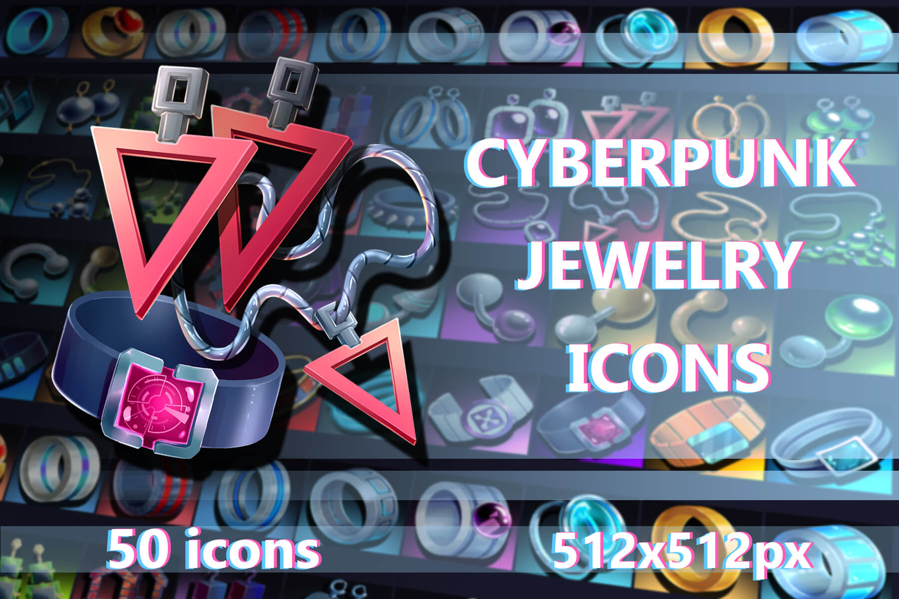 Cyberpunk Jewelry Game 512x512 Icons - CraftPix.net