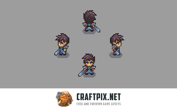 Free Swordsman 1–3 Level Pixel Top-Down Sprite Character - CraftPix.net