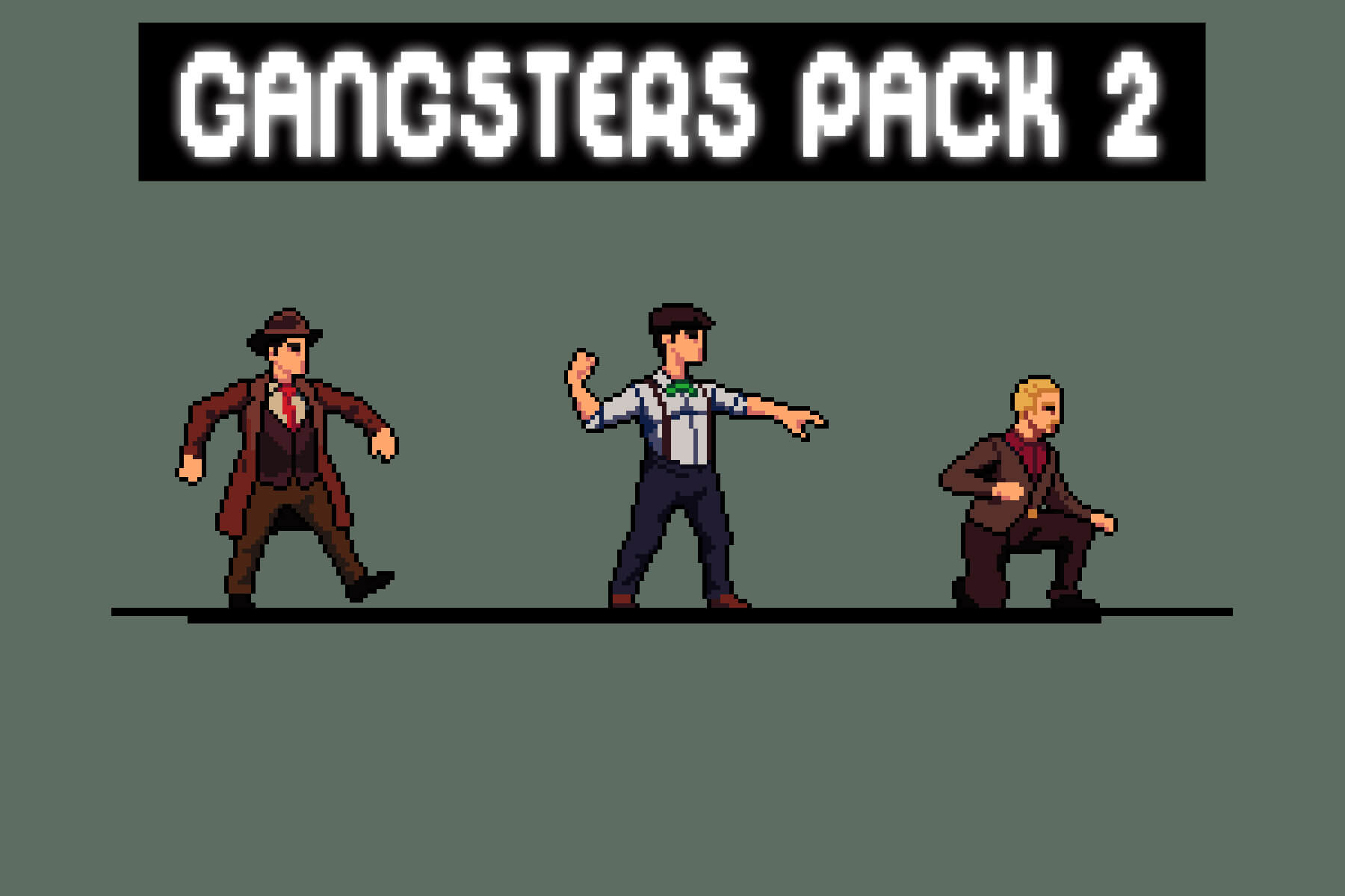 Gangster Pixel Character Sprite Sheets Pack 2 - CraftPix.net