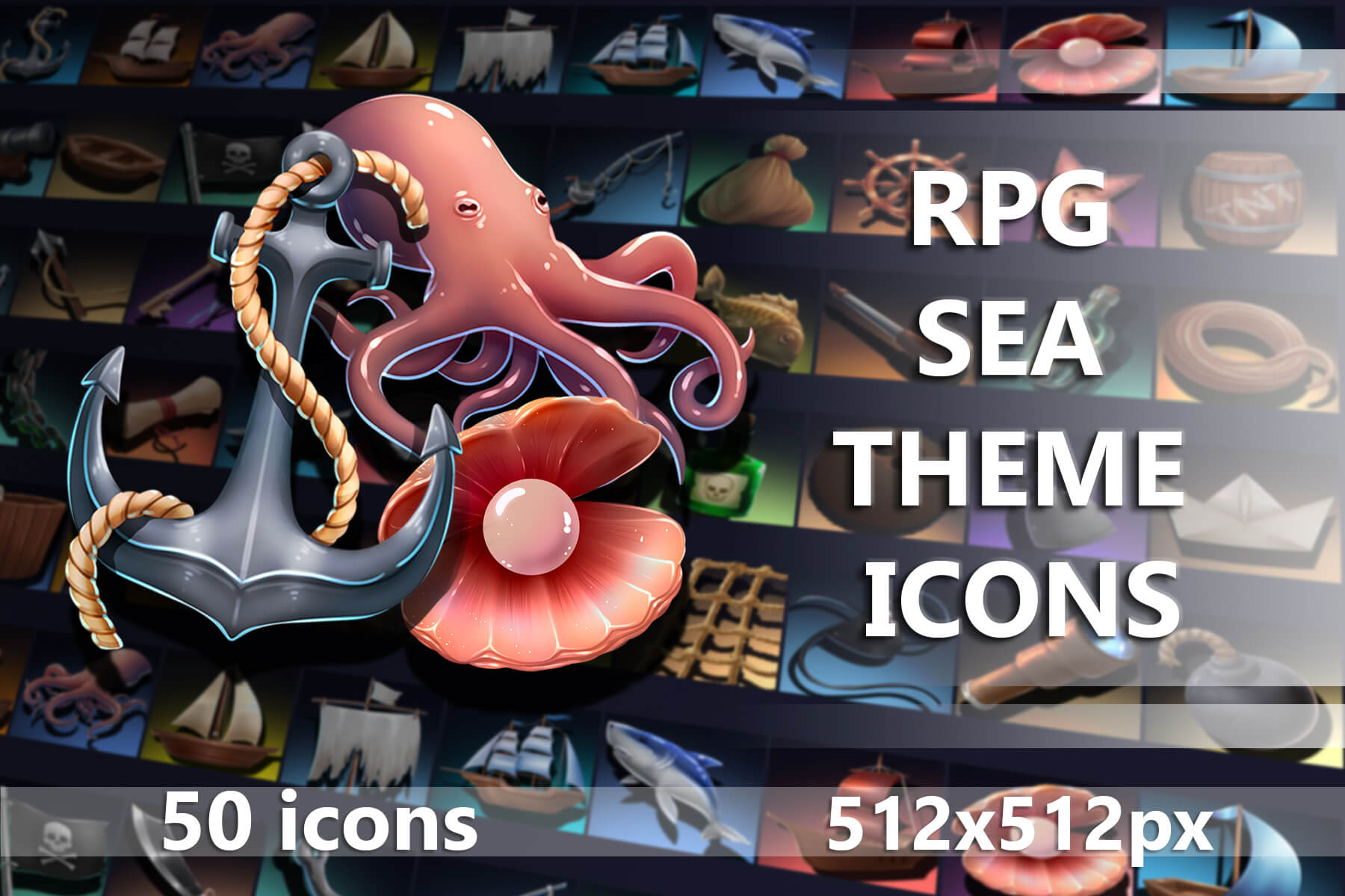 RPG Sea Theme Game 512x512 Icons - CraftPix.net