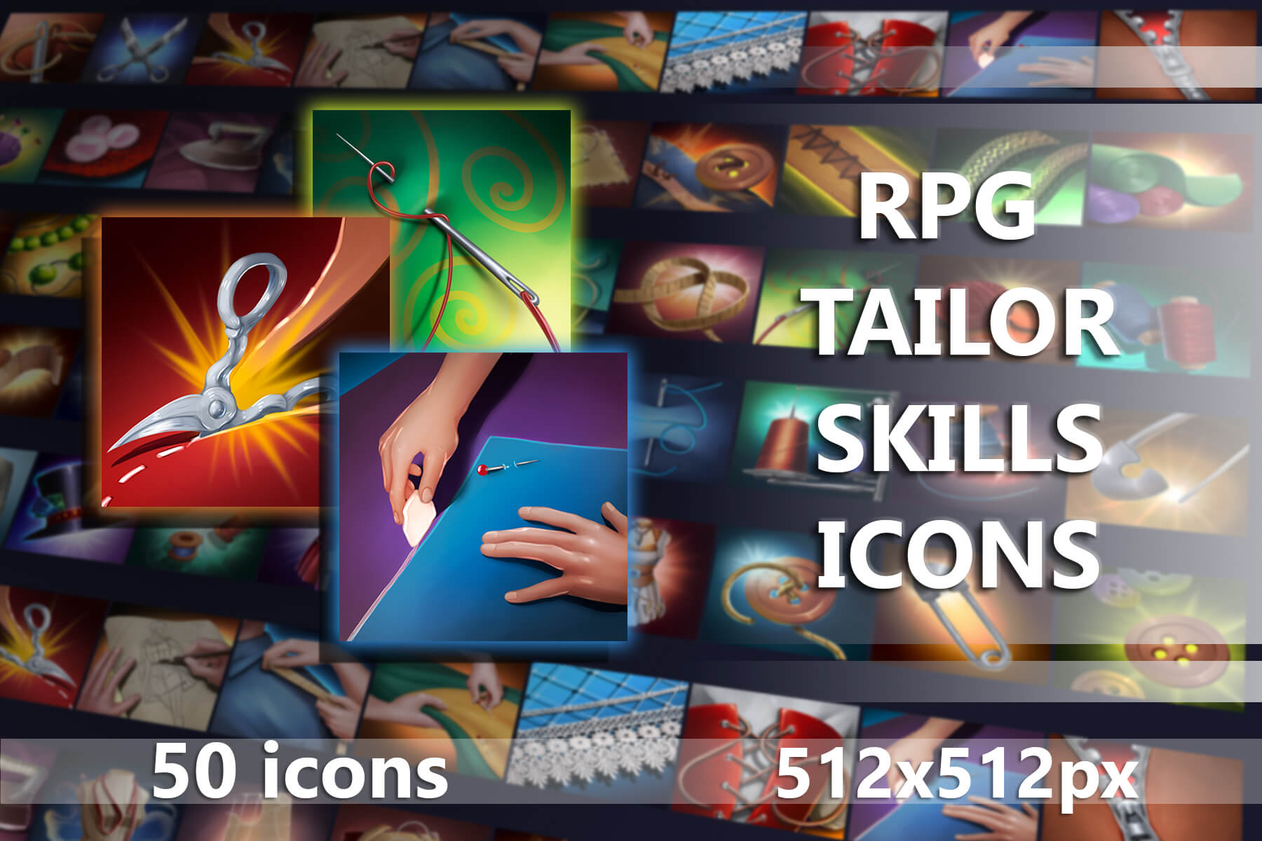 RPG Tailor Skill Game 512x512 Icons - CraftPix.net