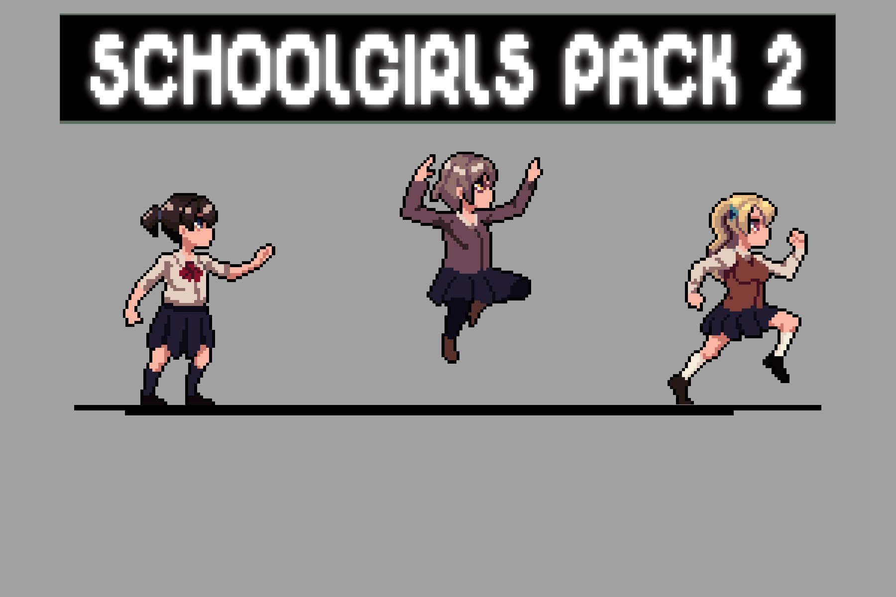 Schoolgirls Anime Character Pixel Sprite Pack 2 - CraftPix.net