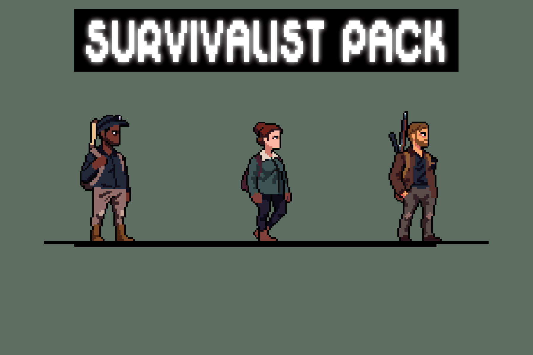 Survival Pixel Character Animated Sprite Sheet Pack 2 - CraftPix.net