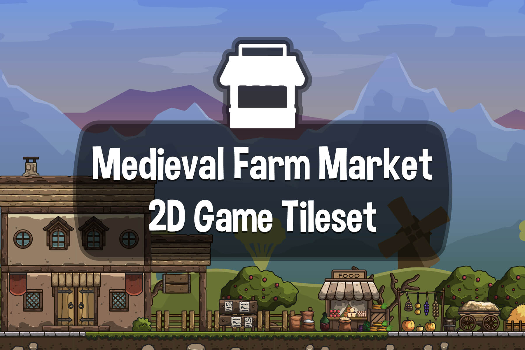 Cartoon Medieval Farm Market Tileset for Platformer - CraftPix.net