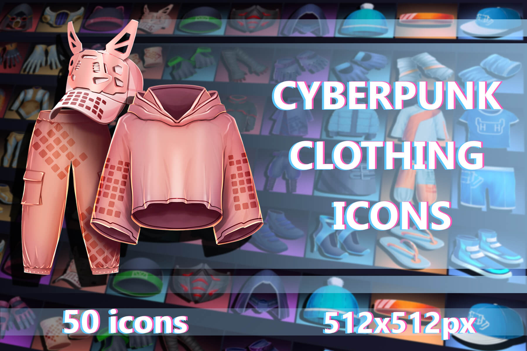 Clothing 512x512 Icons for a Cyberpunk Game - CraftPix.net