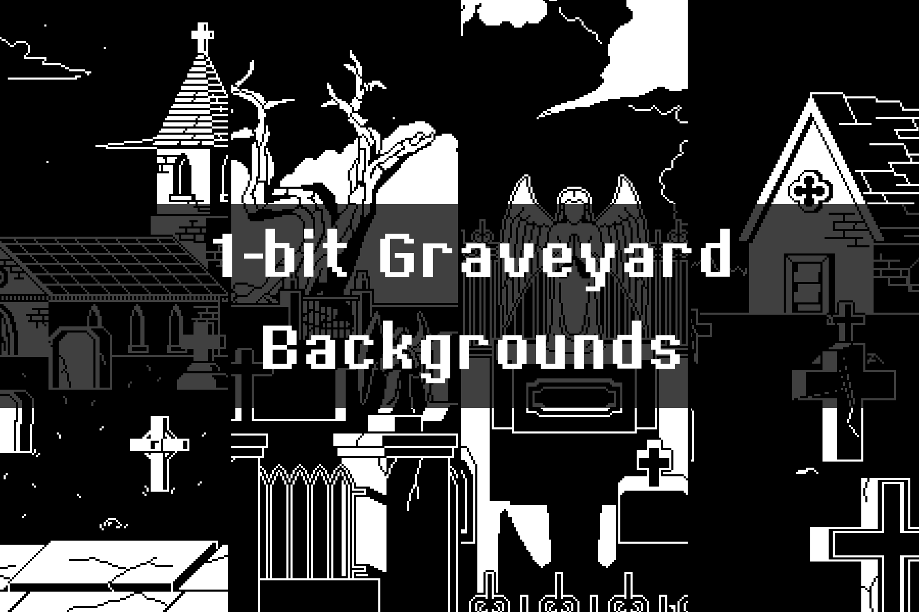 Free 1-bit Graveyard Pixel Art Backgrounds - CraftPix.net