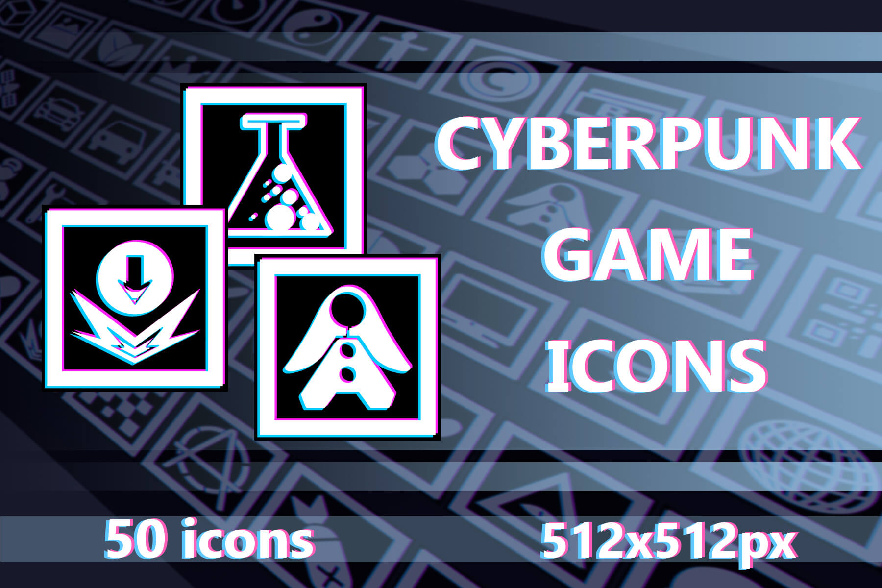 Game 512x512 Icons for Cyberpunk UI - CraftPix.net