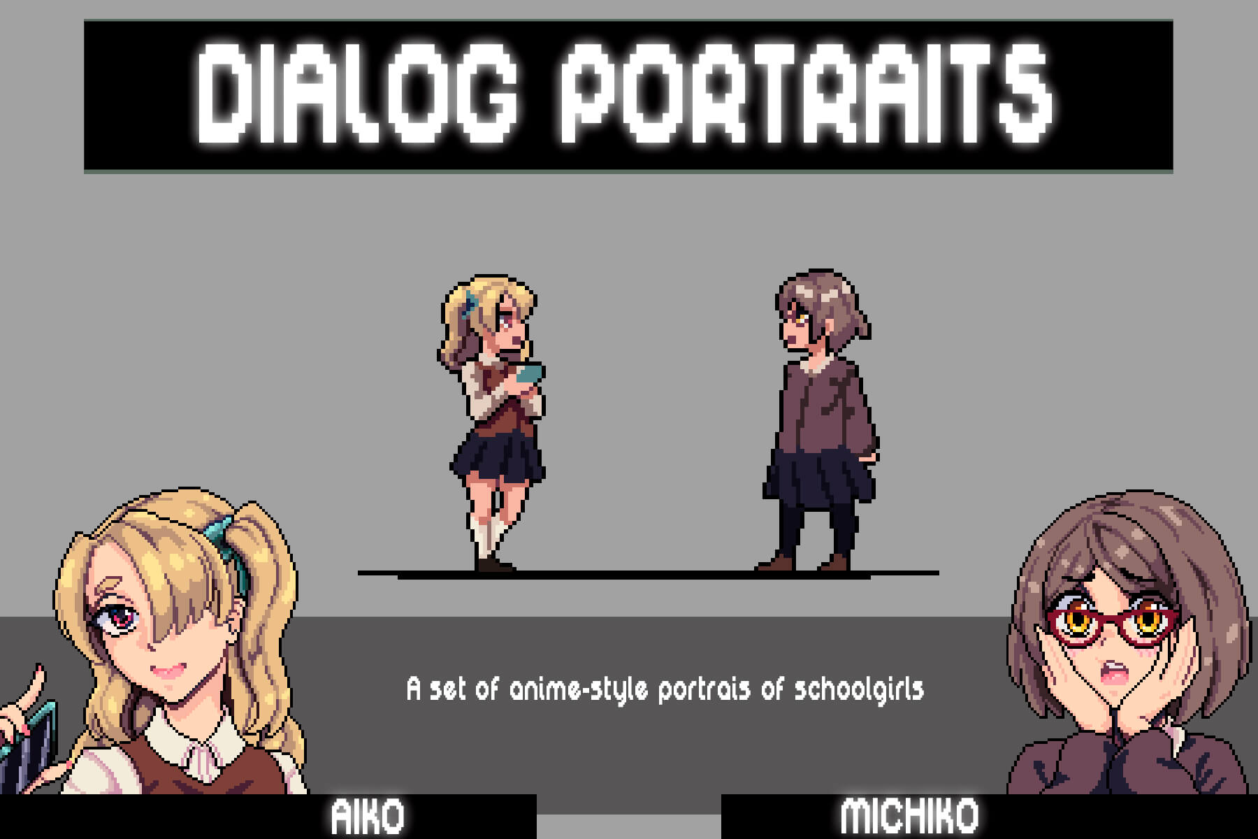Anime Schoolgirls Dialog Portrait Asset Pack - CraftPix.net