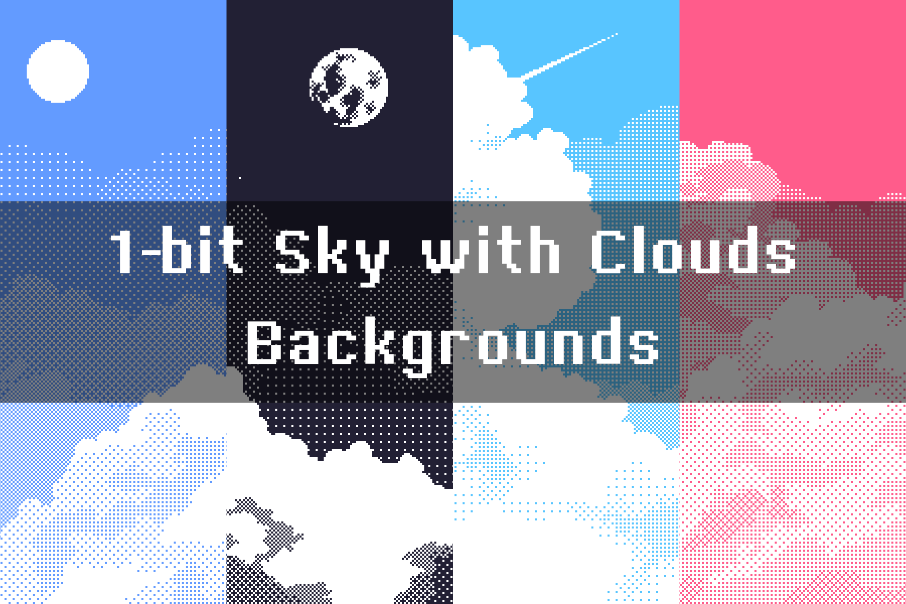 Free 1-bit Sky and Clouds Pixel Backgrounds - CraftPix.net