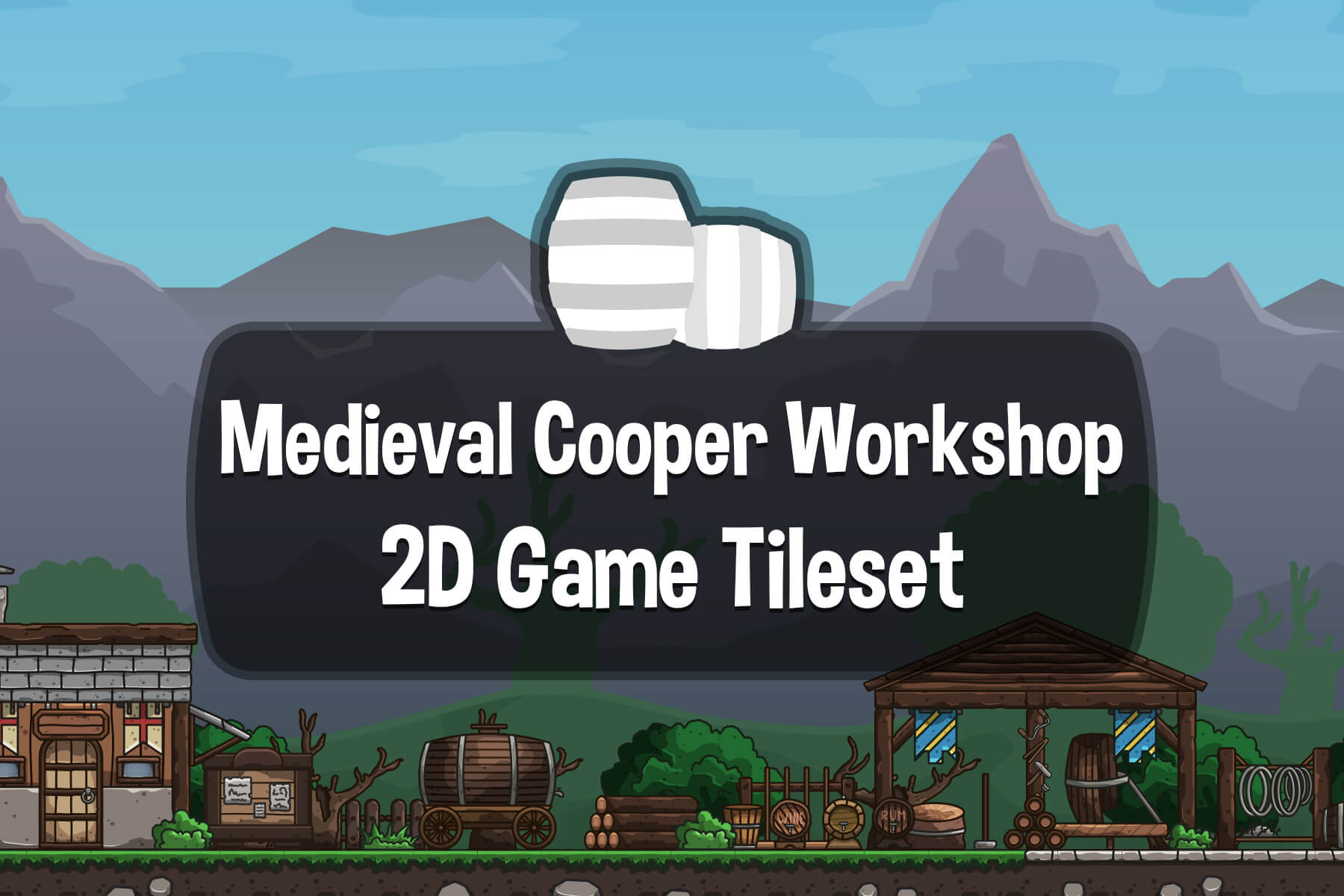 Medieval Cooper Workshop 2D Game Tileset - CraftPix.net