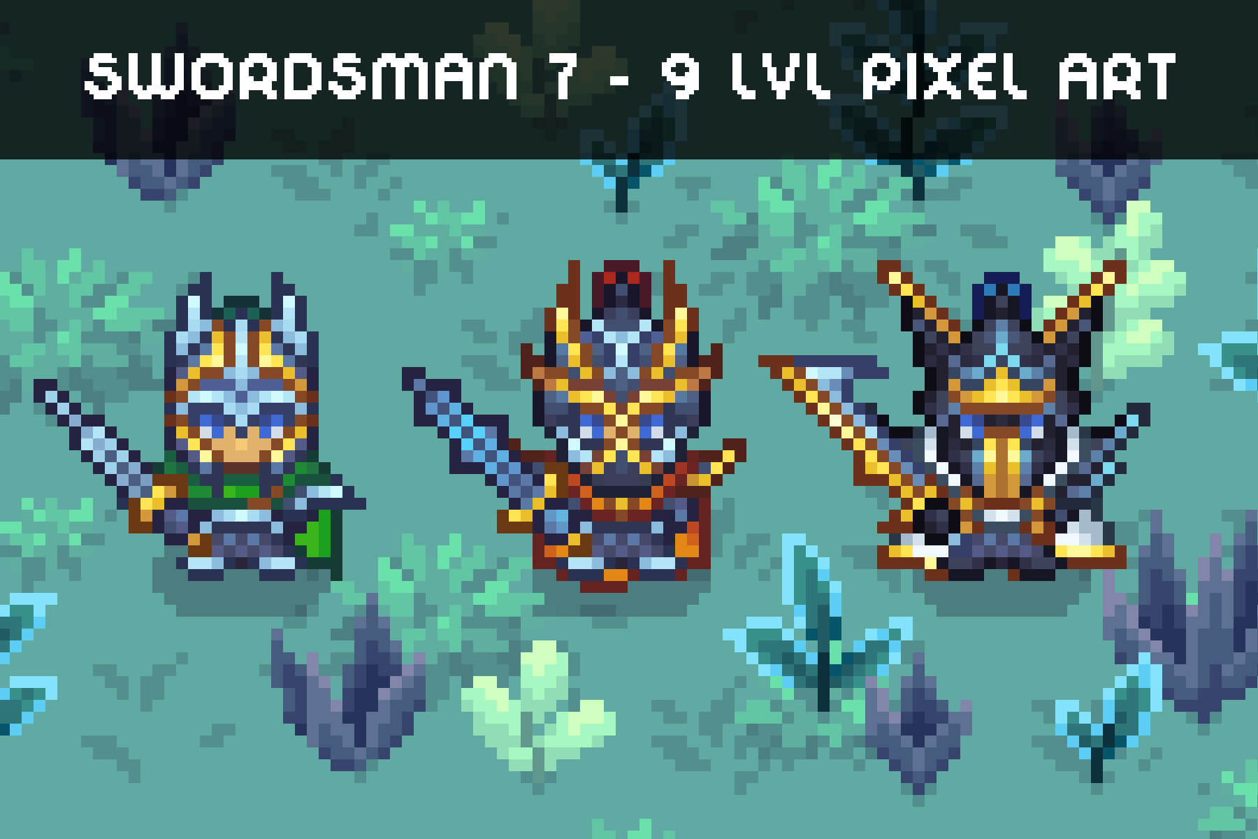 Swordsman 7-9 Level Pixel Top-Down Sprite Character Pack - CraftPix.net