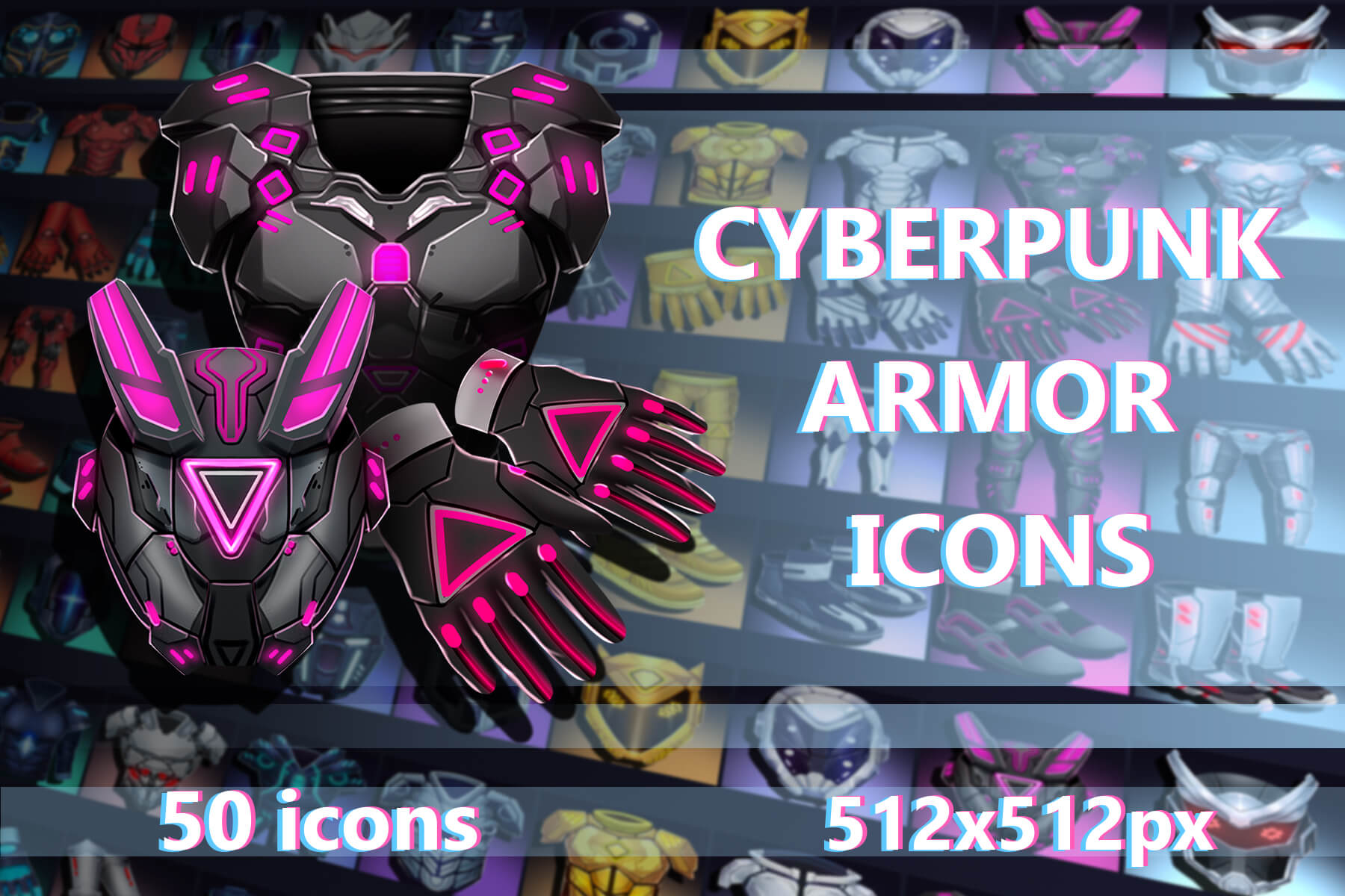 50 Cyberpunk Gear Icons Pack 2 for Game UI - CraftPix.net
