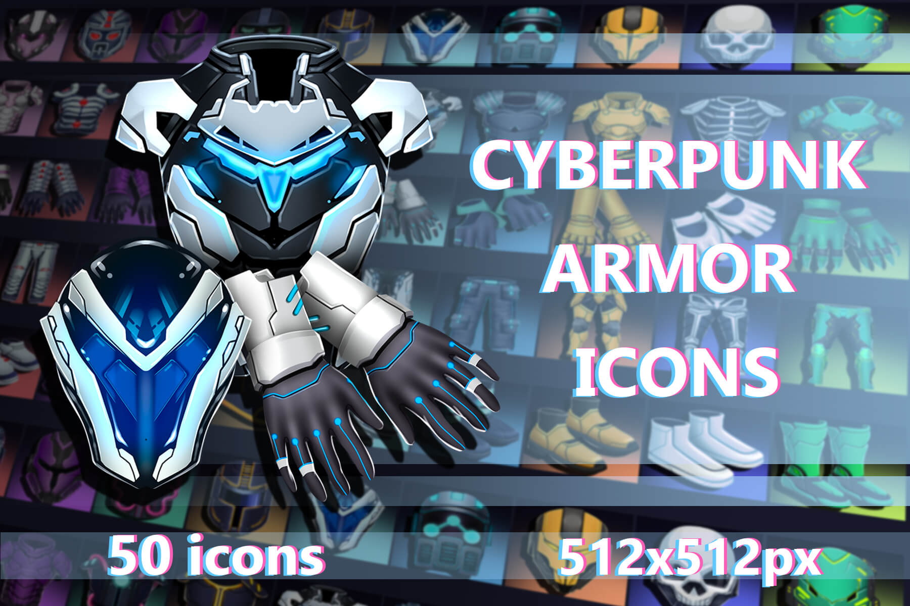 Cyberpunk Armor Icons Pack 3 for Sci-Fi Games - CraftPix.net