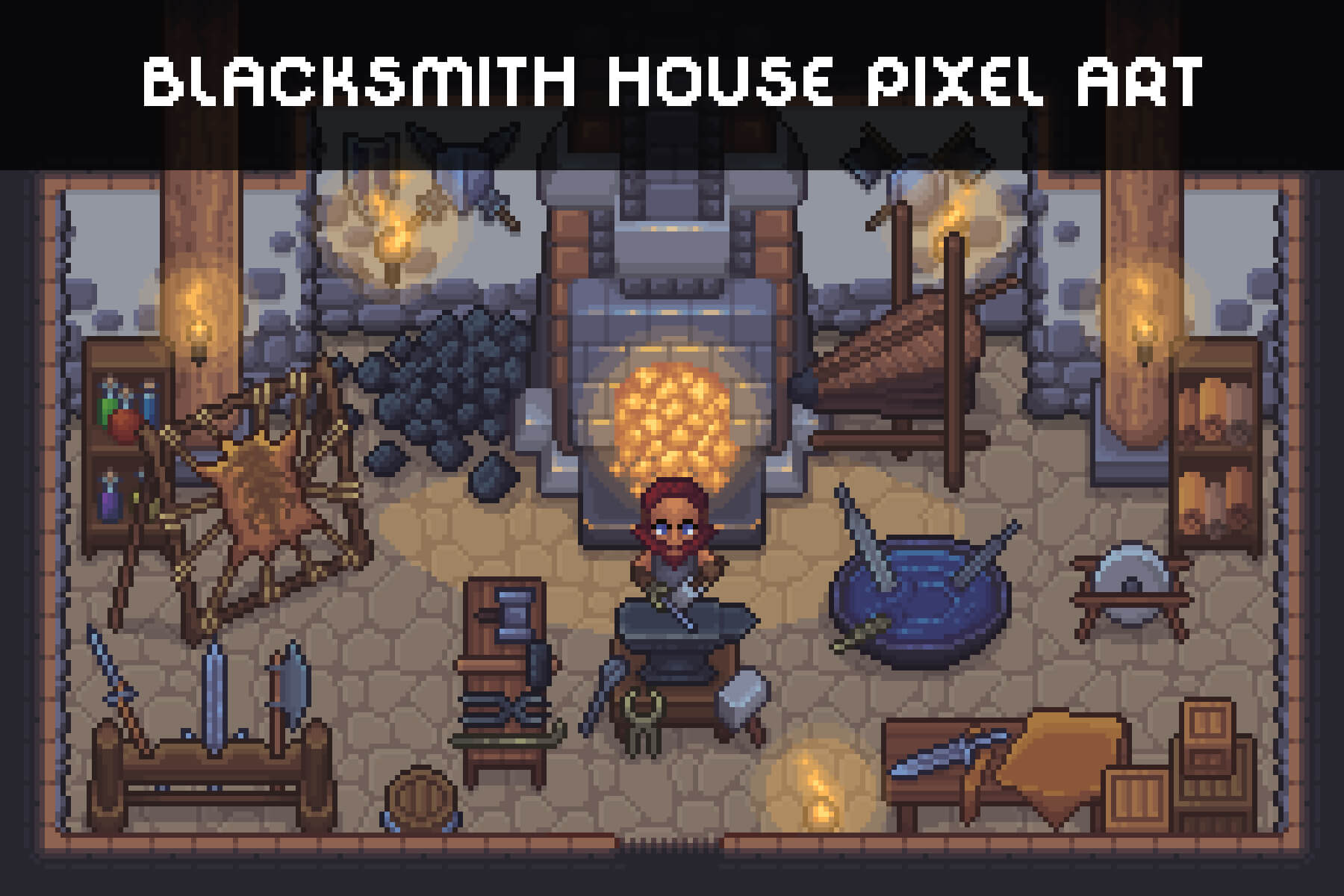 Pixel Blacksmith House Interior and Exterior Assets - CraftPix.net