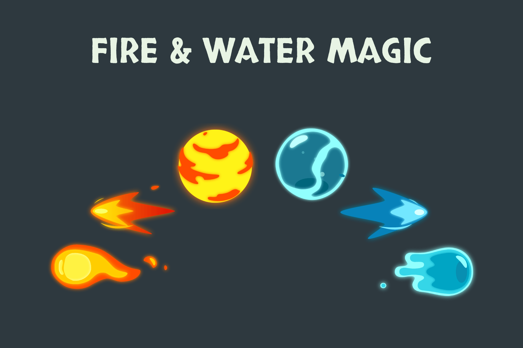 Free Water and Fire Magic Sprite Vector Pack - CraftPix.net