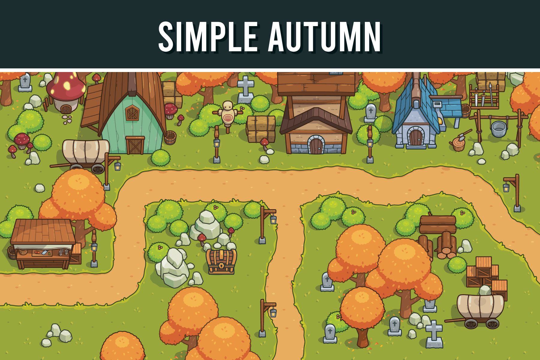 Simple Autumn Top-Down Vector Tileset - CraftPix.net