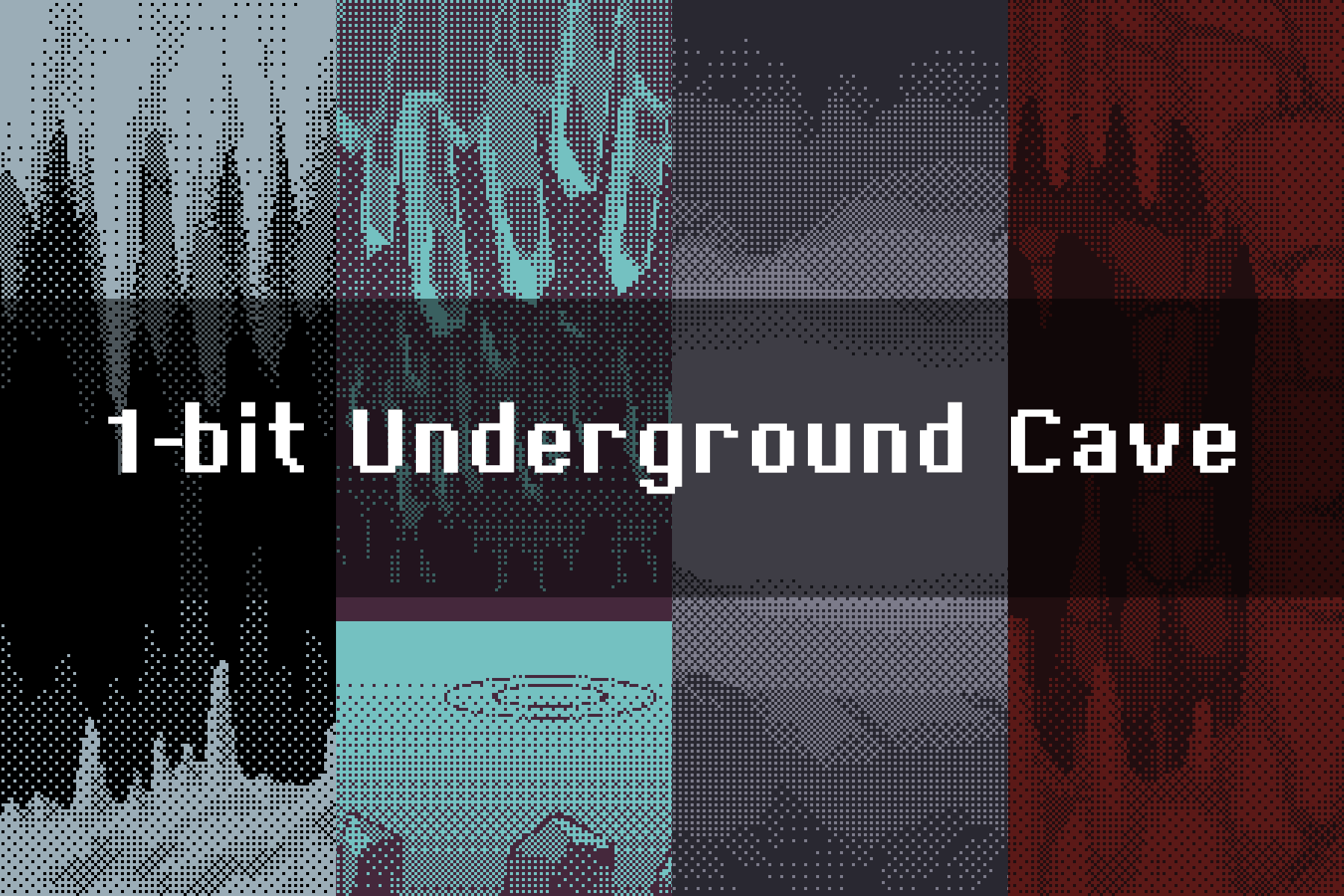 1-Bit Underground Cave Pixel Backgrounds - CraftPix.net