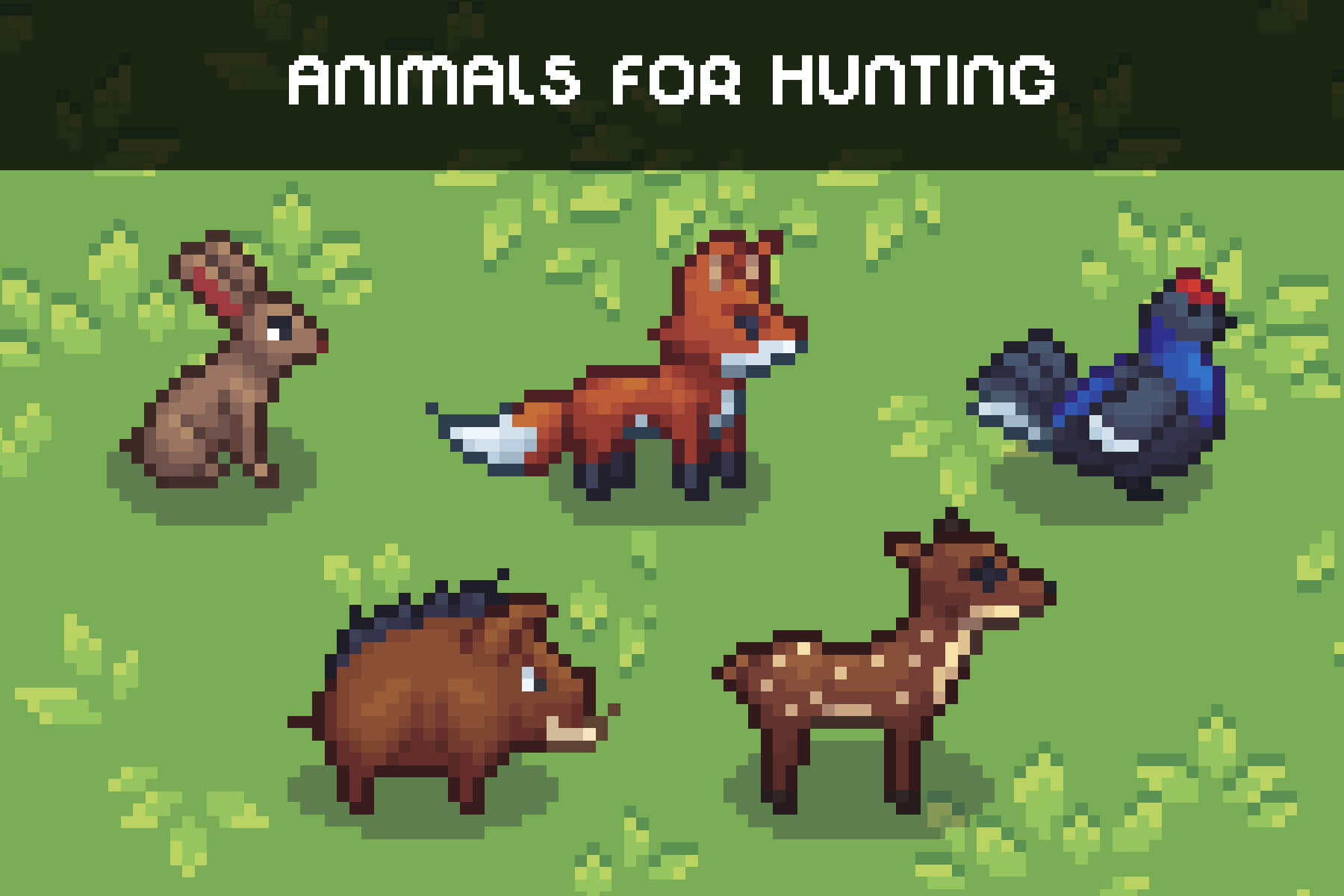 Free Top-Down Hunt Animals Pixel Sprite Pack - CraftPix.net