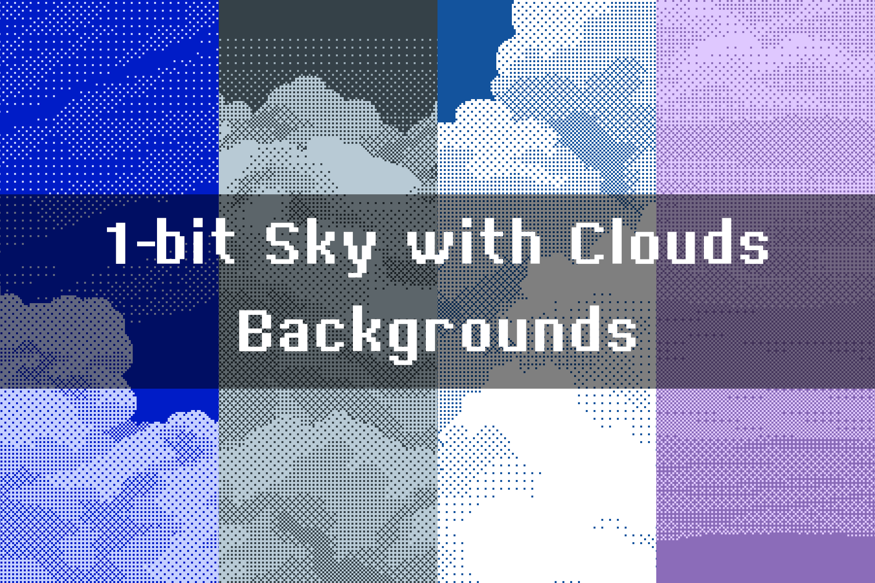 Pixel 1-Bit Sky with Clouds Backgrounds - CraftPix.net